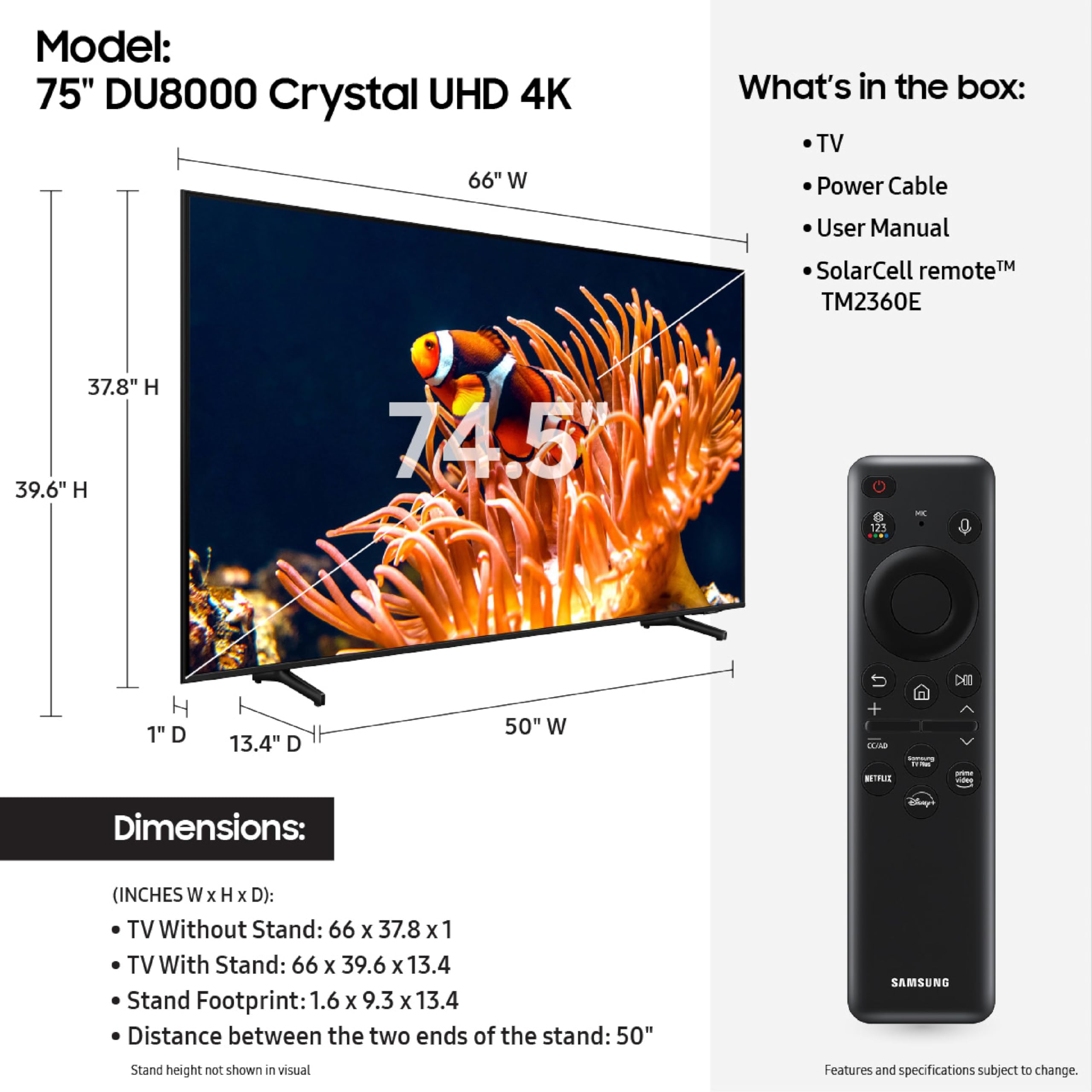 Mua SAMSUNG 75-Inch Class 4K Crystal UHD DU8000 Series HDR Smart TV w ...