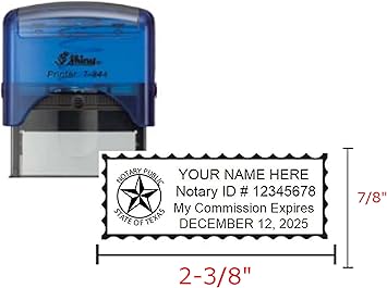 Amazon.com : Shiny Blue Notary Stamp | Self Inking, Printer S-844, 2 ...