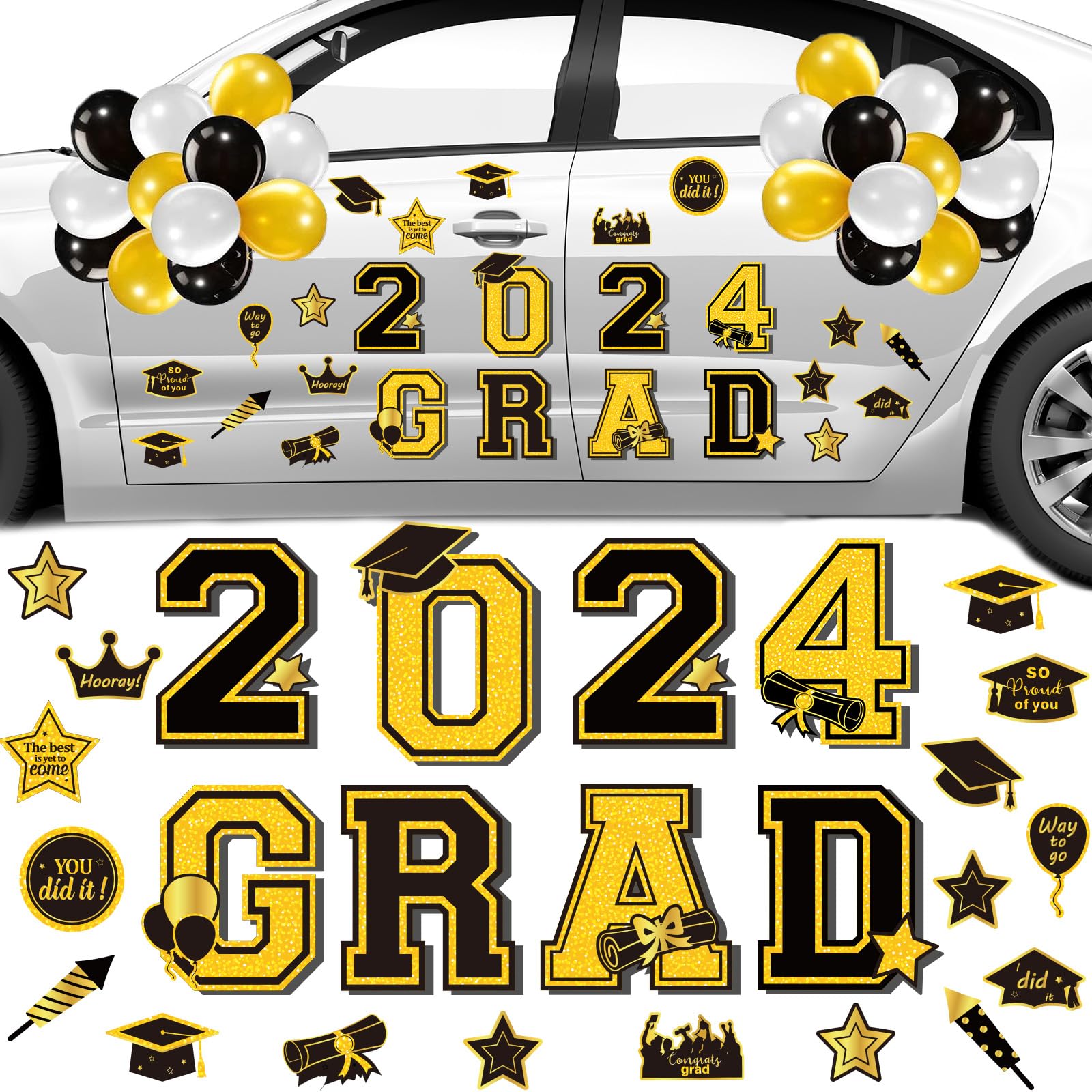 OBUSATT 25 Pcs 2025 Graduation Car Magnets Set Congrats Grad Parade Car ...