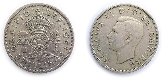 Coins for collectors - Circulated British 1951 Florin/Two Bob Bit / 2 ...