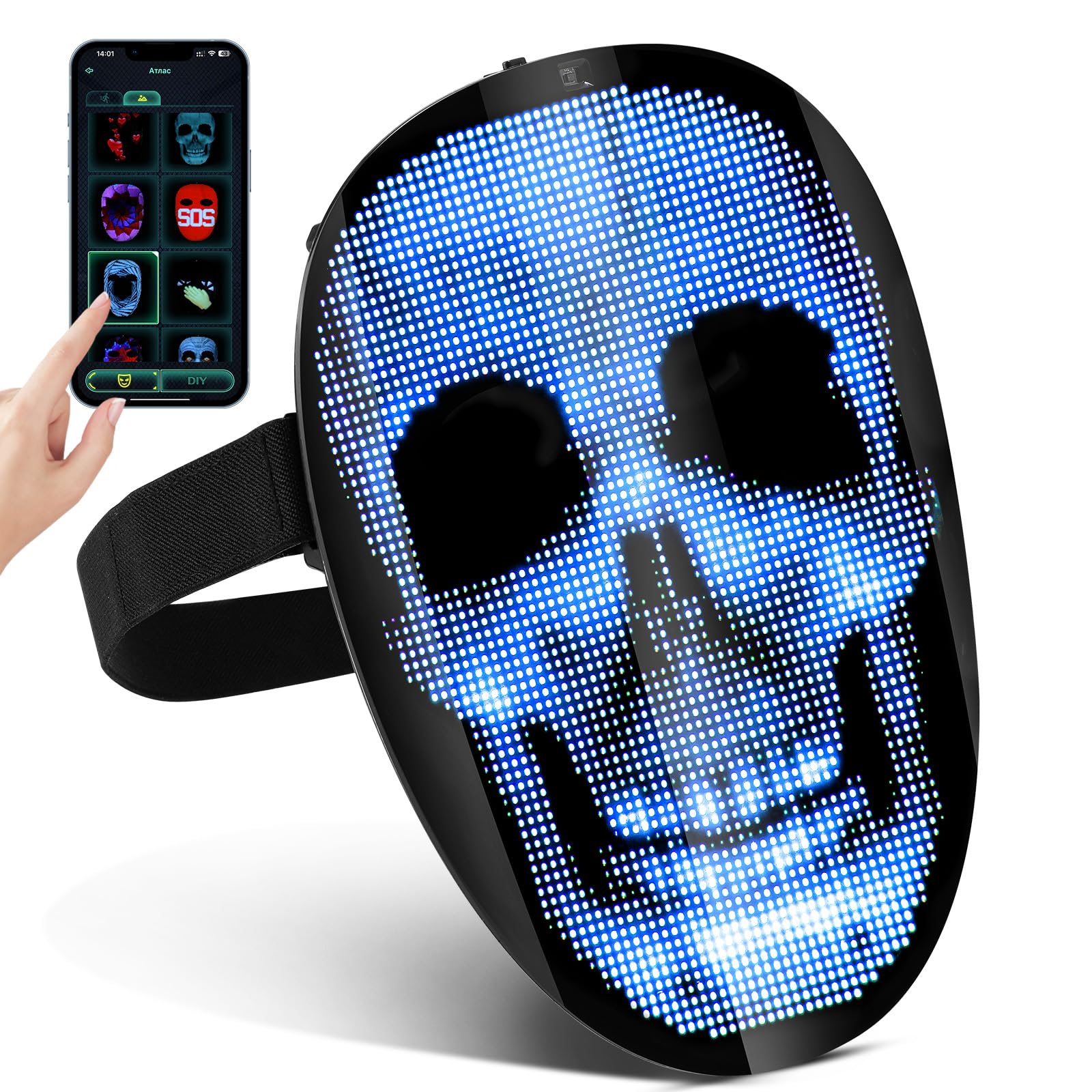 BAISEMAIN LED Face Mask 3600 Leds LED Transforming Face Mask LED ...