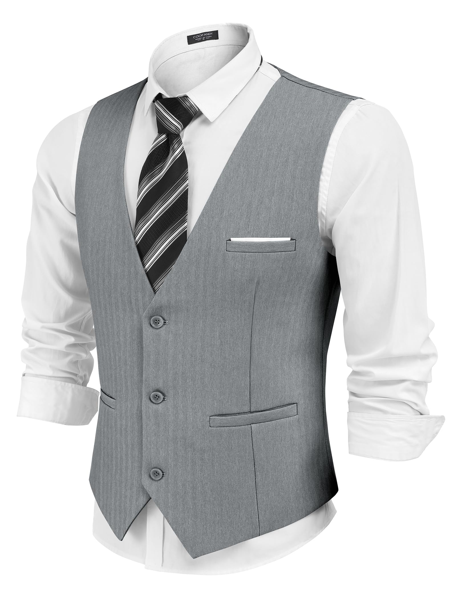 COOFANDY 3 Button Mens Vest Tweed Bartender Western Fashion Prom Formal ...