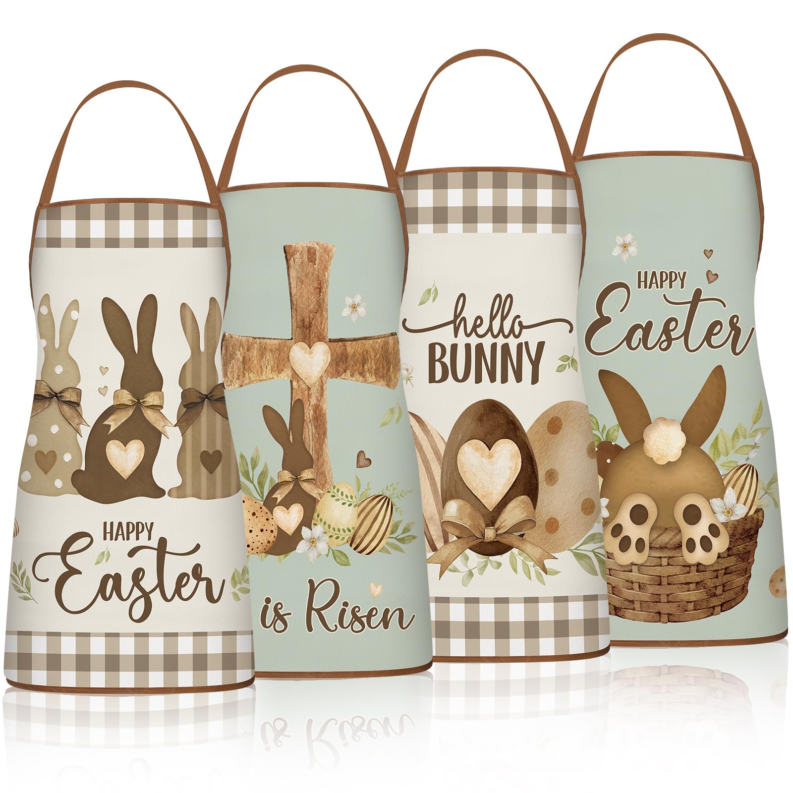 Floral Apron 4-Pack Easter Bunny Aprons - Buffalo Plaid Design With ...