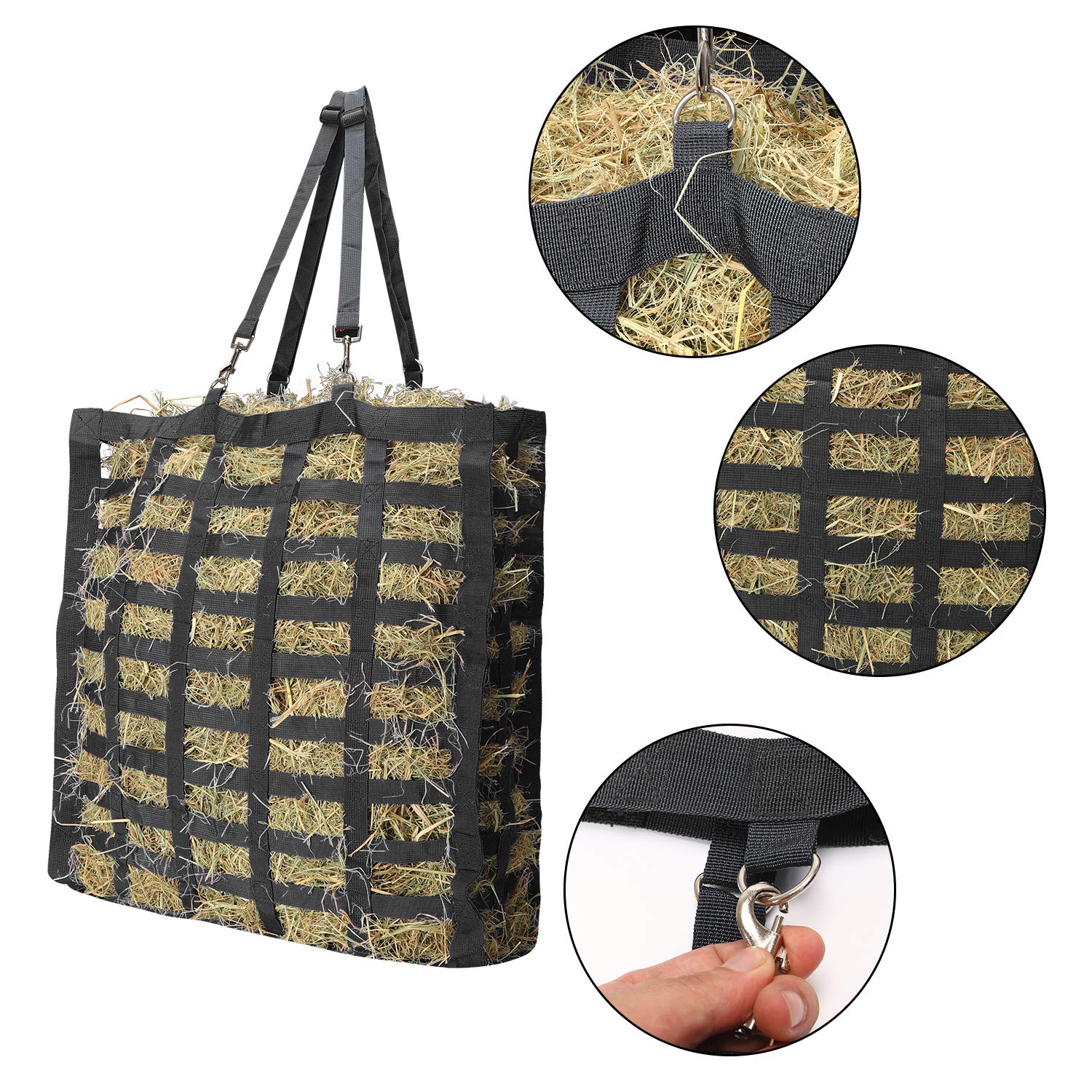 Heavy Duty Hay Bags,Multi-plaid Horse Grass Bag, Exclusive Slow Feeder ...