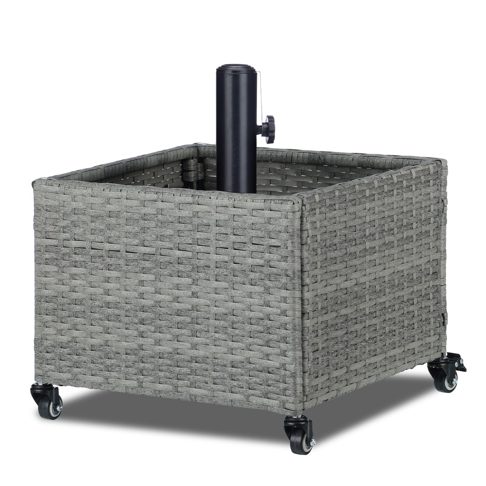 SUNNYPARK Umbrella Stand Outdoor Base with 4 Wheels Heavy Duty Support ...