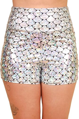 Sidecca Mermaid Scale Holographic Stretchy Liquid Wet Look High Waist ...