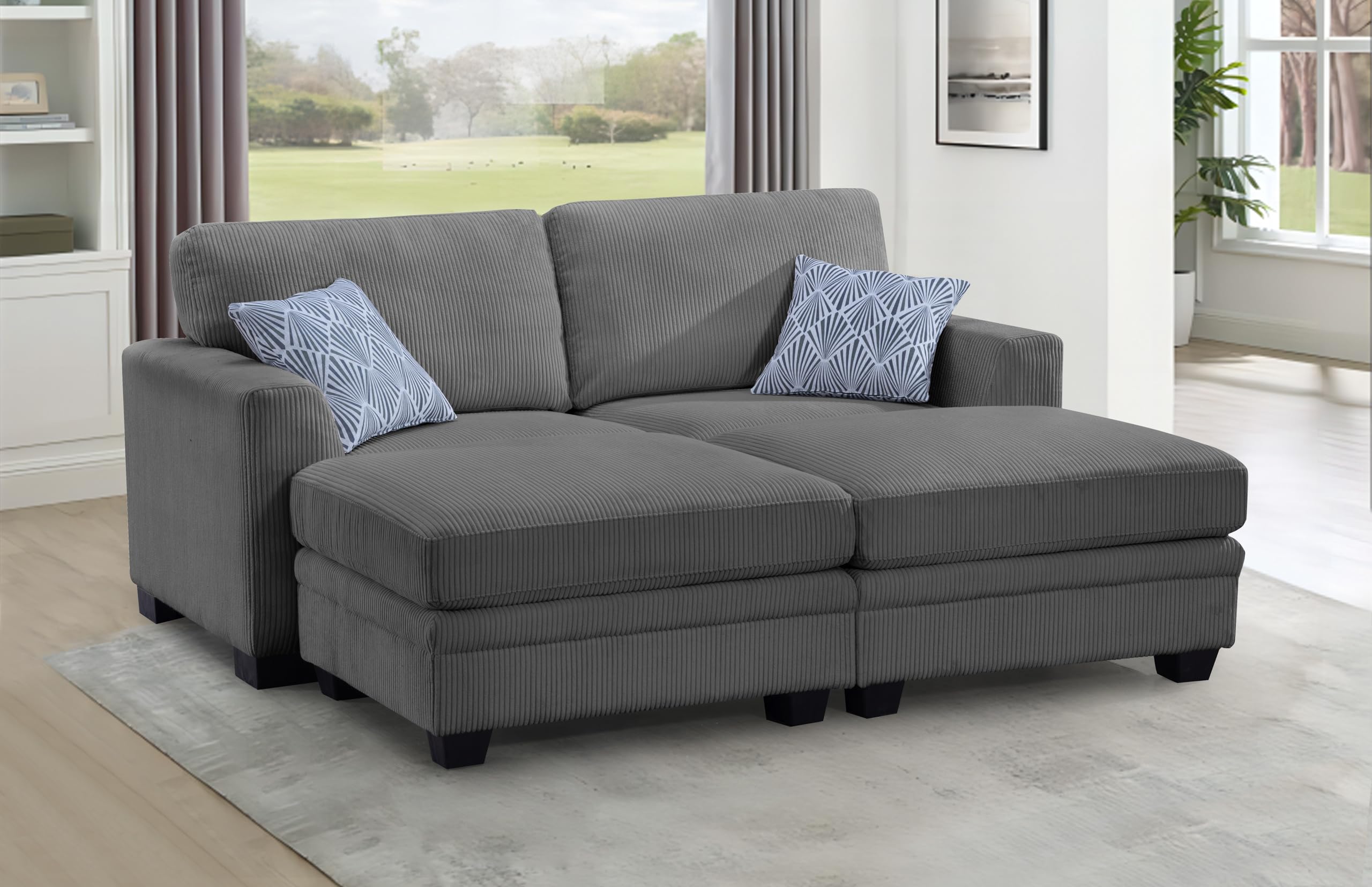 Legend Vansen 4PCS Corduroy Lounges Loveseat Couch Chaises Longues ...