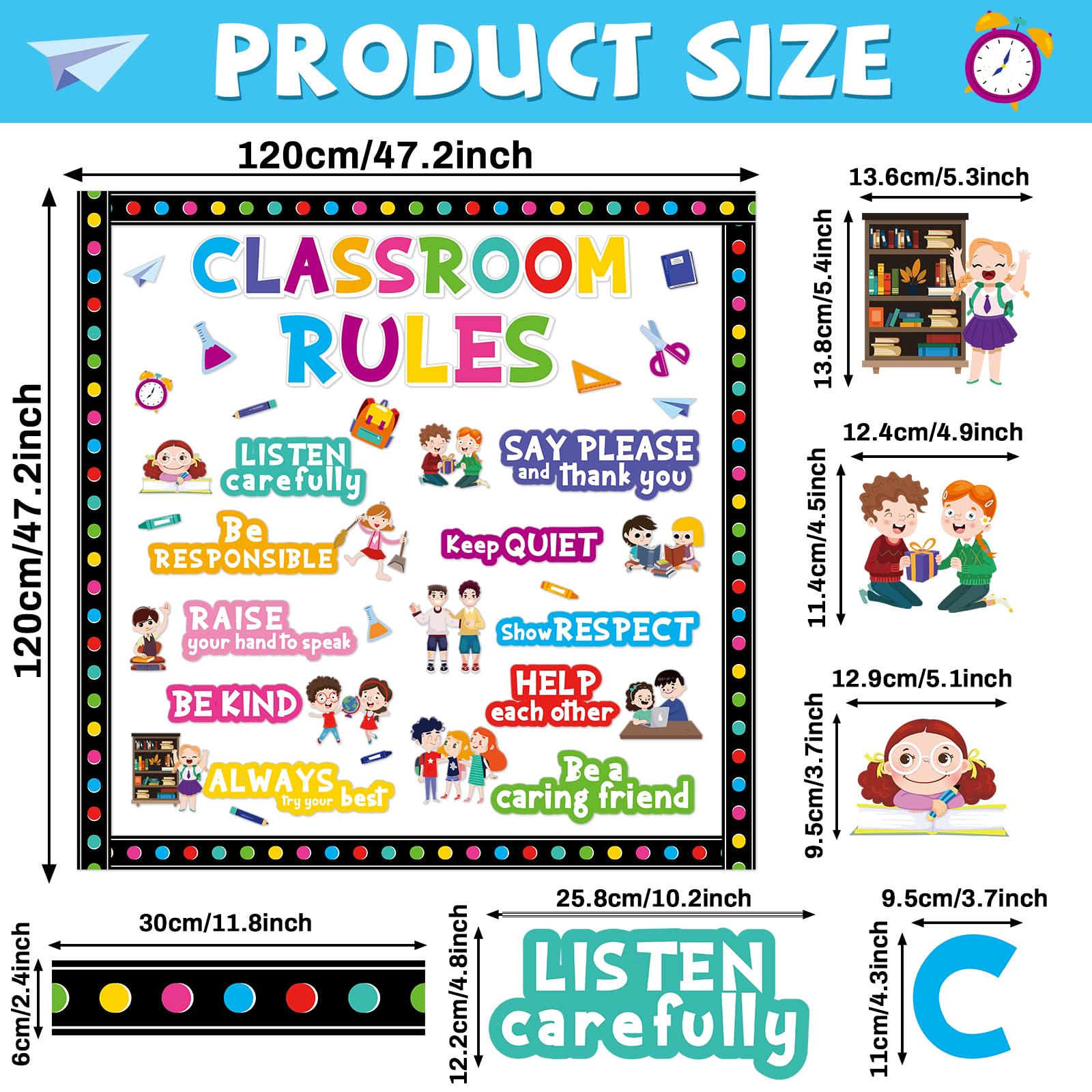 Mua 71Pcs Classroom Rules Bulletin Board Set for Classroom Decorations ...