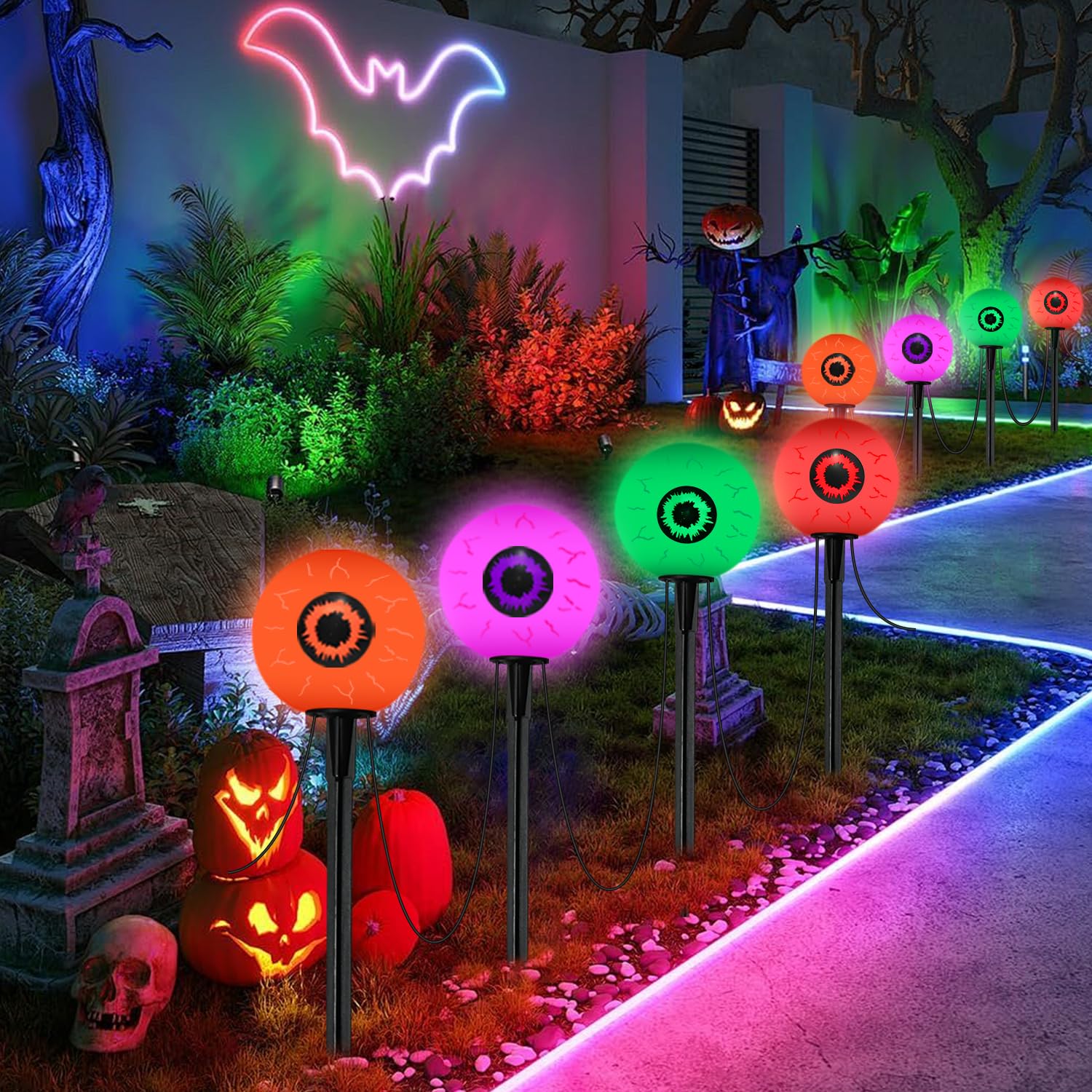 Halloween Eyeballs Decorations - 7Ft Eyeballs Pathway Lights Halloween ...