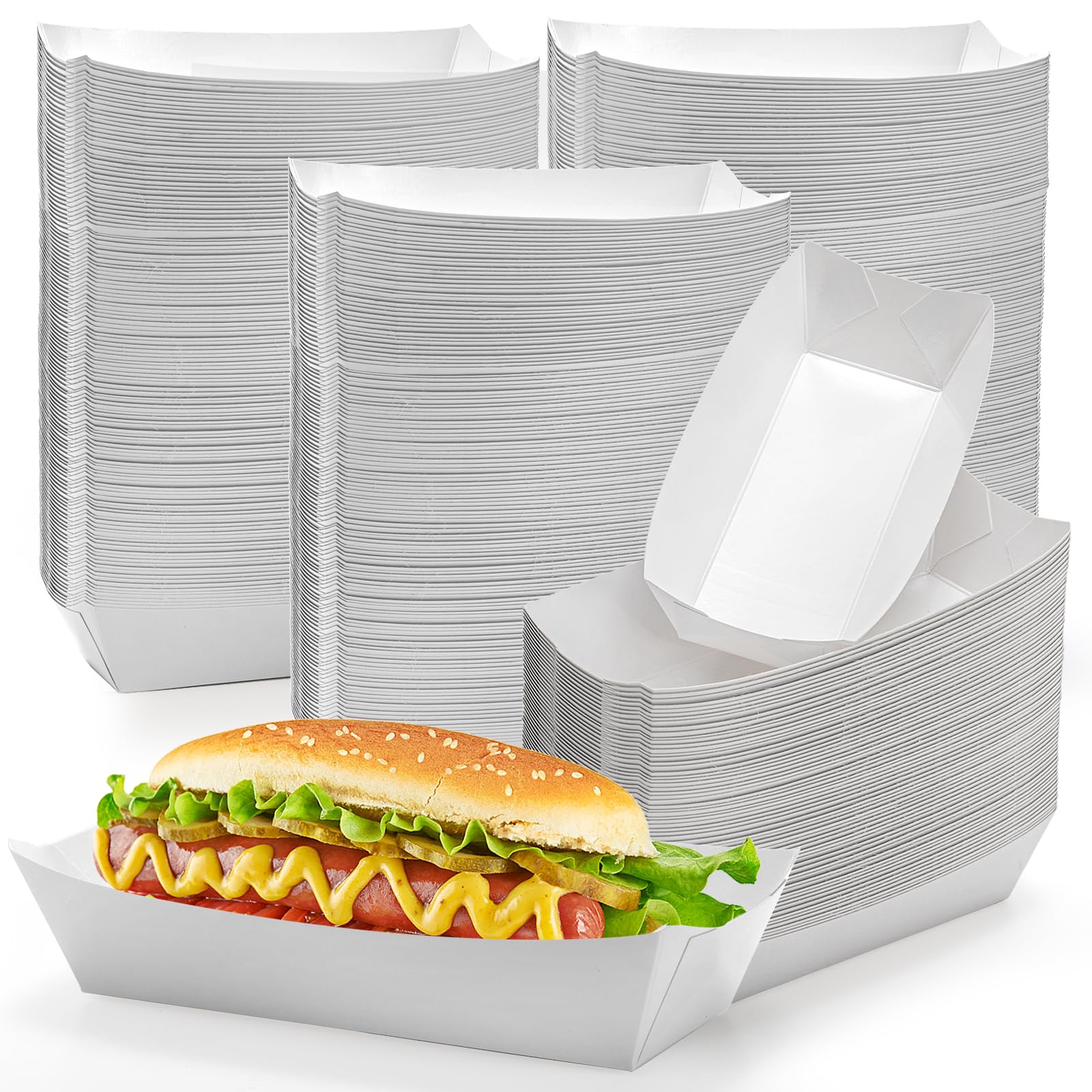 Lyellfe 200 Pack Paper Food Boats, 3 Lb Disposable Hot Dog Trays ...