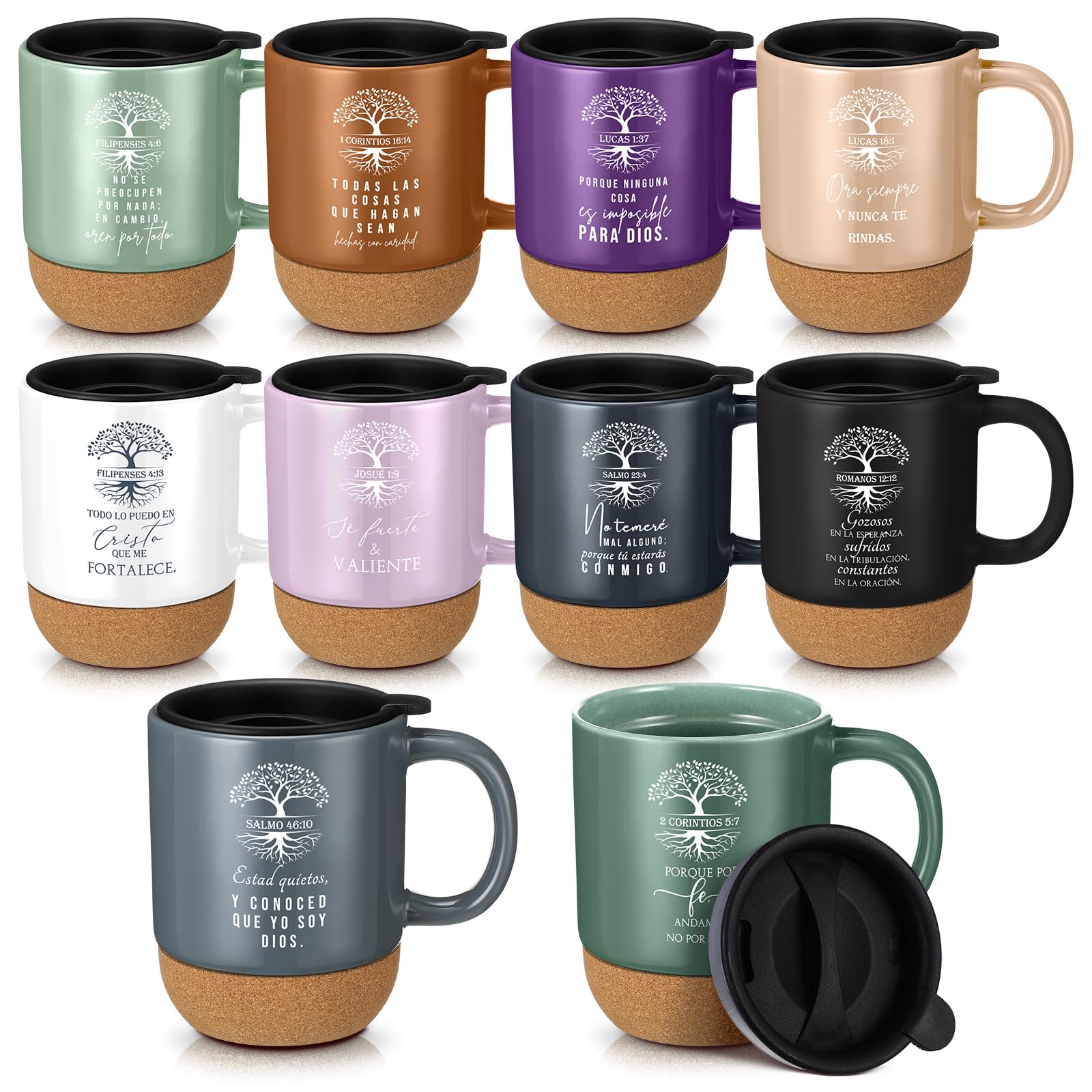 Jingmore 10 Pcs Christian Mugs Bulk Set Appreciation Gift Inspirational ...