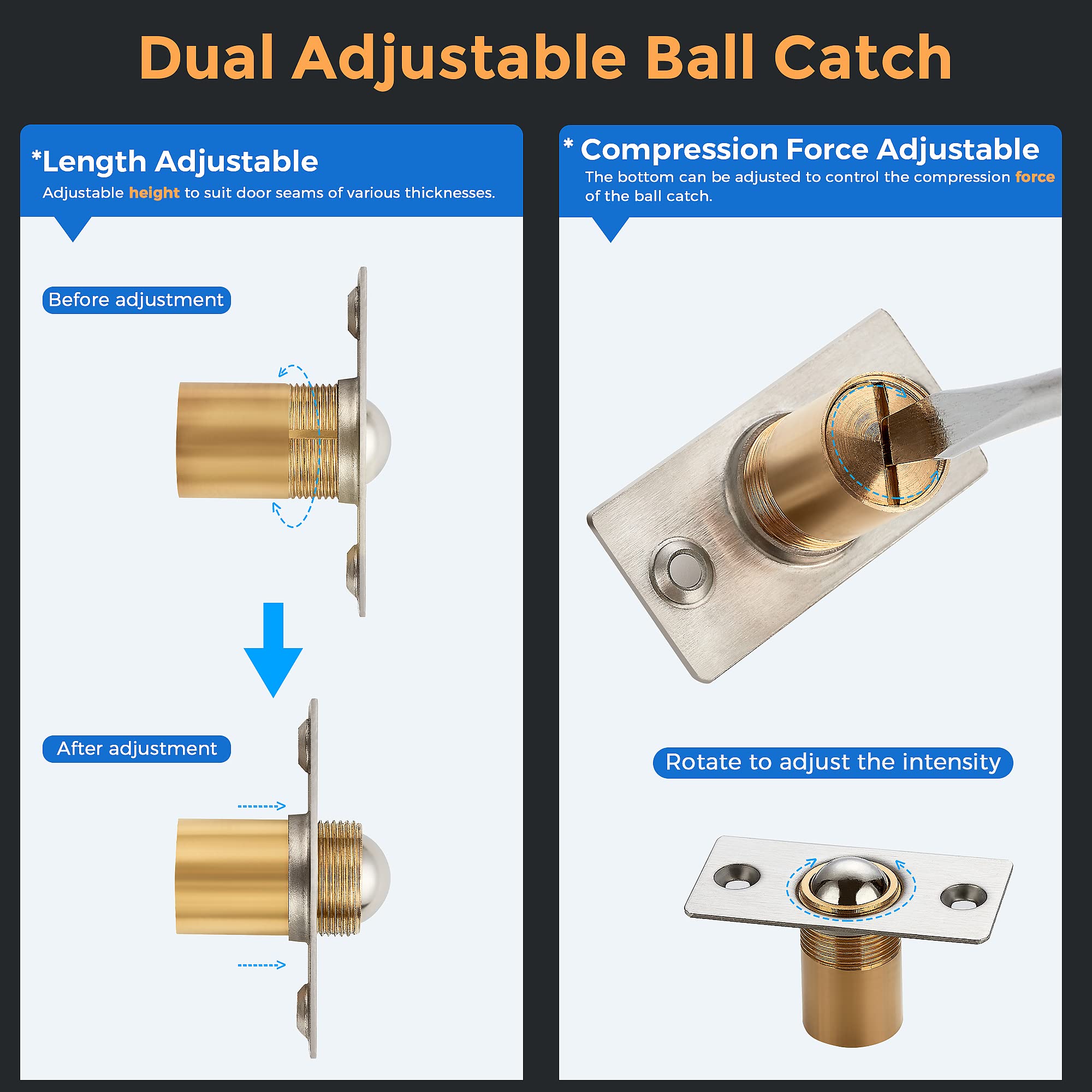 Mua Ravinte Hardware Closet Door Ball Catch, Door Ball Catches for ...