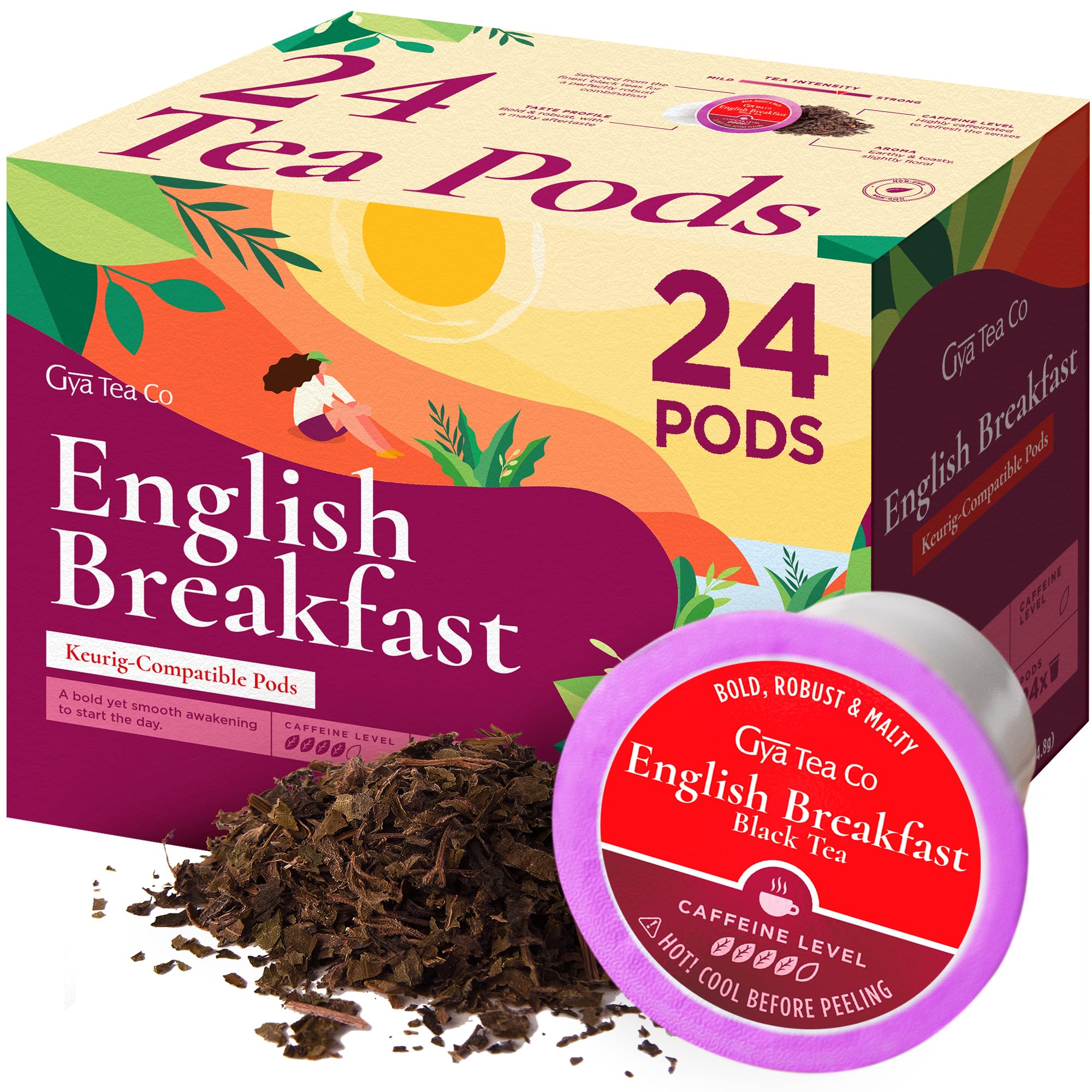 Gya Tea Co English Breakfast Black Tea Pod (24 ct) - High Caffeine ...