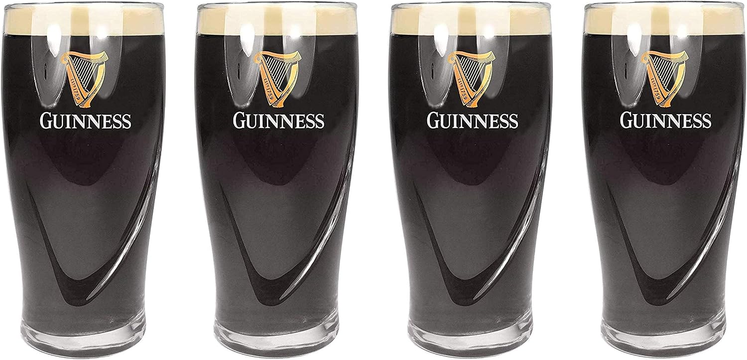 Guinness Official Merchandise Embossed Pint Beer Glass (Set of 4 ...