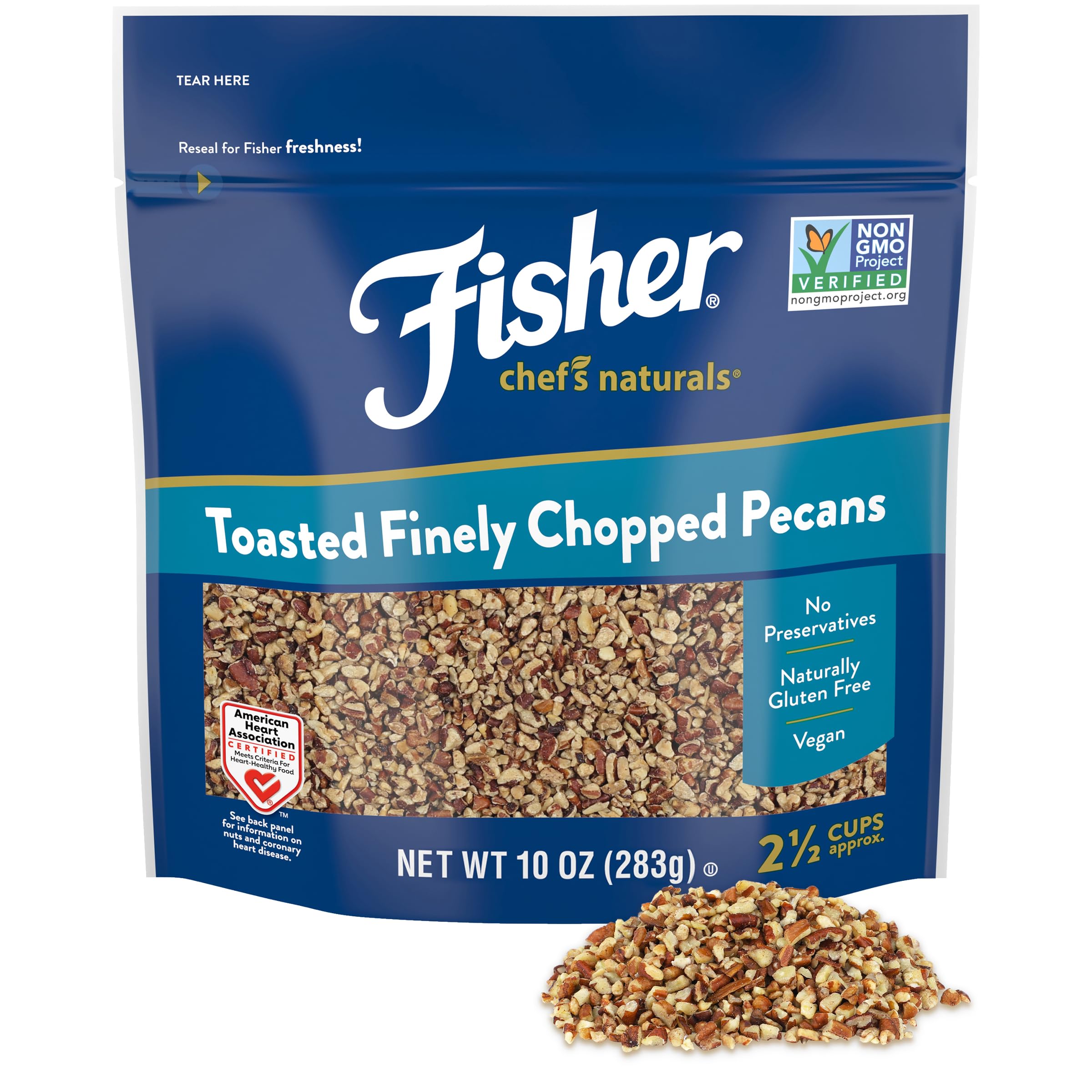 Fisher Chef's Naturals Unsalted Chopped Pecans 10 oz Resealable Bag ...