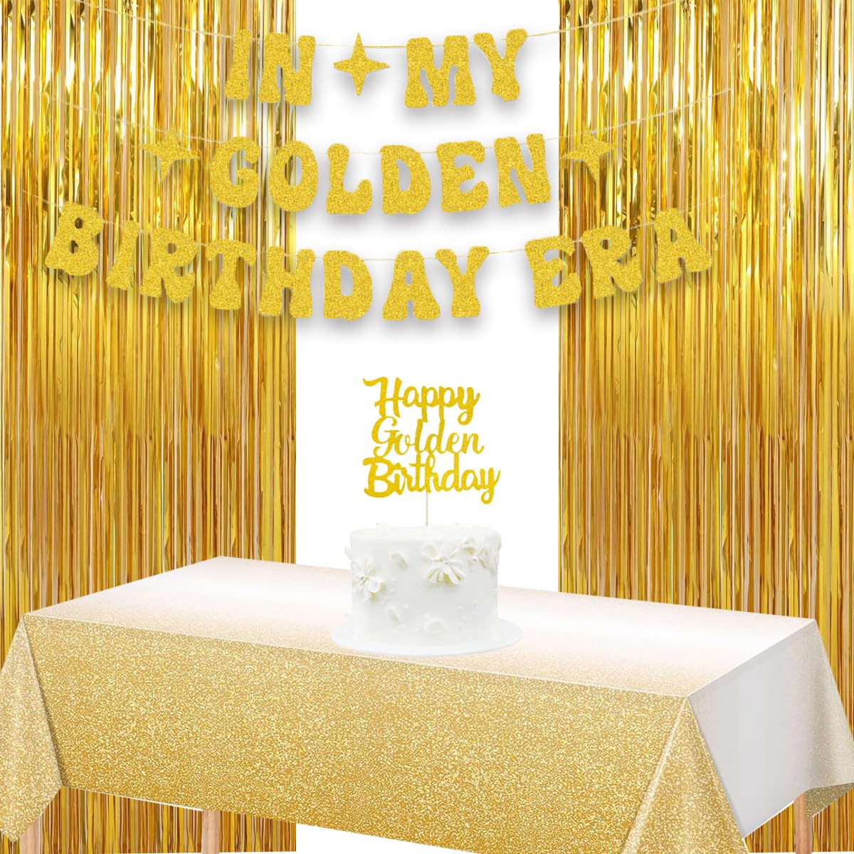 Gold Birthday Decorations Set In My Golden Birthday Era Banner ,Happy ...