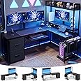 Amazon.com: UPOSOJA L Shaped Gaming Desk with Keyboard Tray, Reversible ...