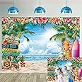 Amazon.com : Summer Beach Backdrop 8x6FT Tropical Palm Leaves Surfboard Flower Hawaiian ...