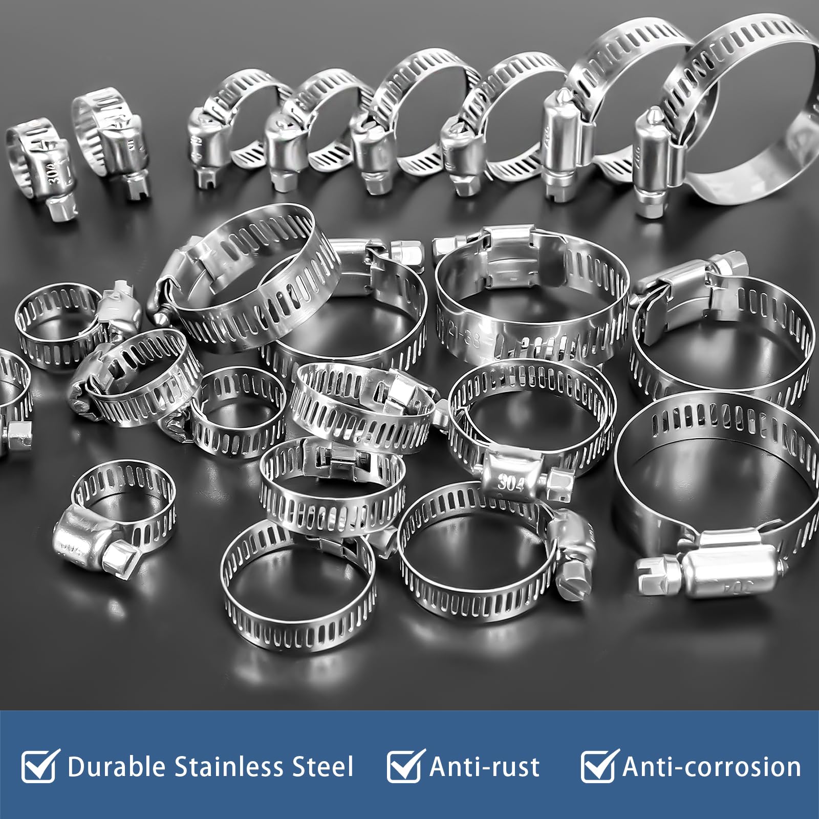 Mua 140 Pcs Hose Clamps Kit 304 Stainless Steel Hose Clamp Assortment 1 ...