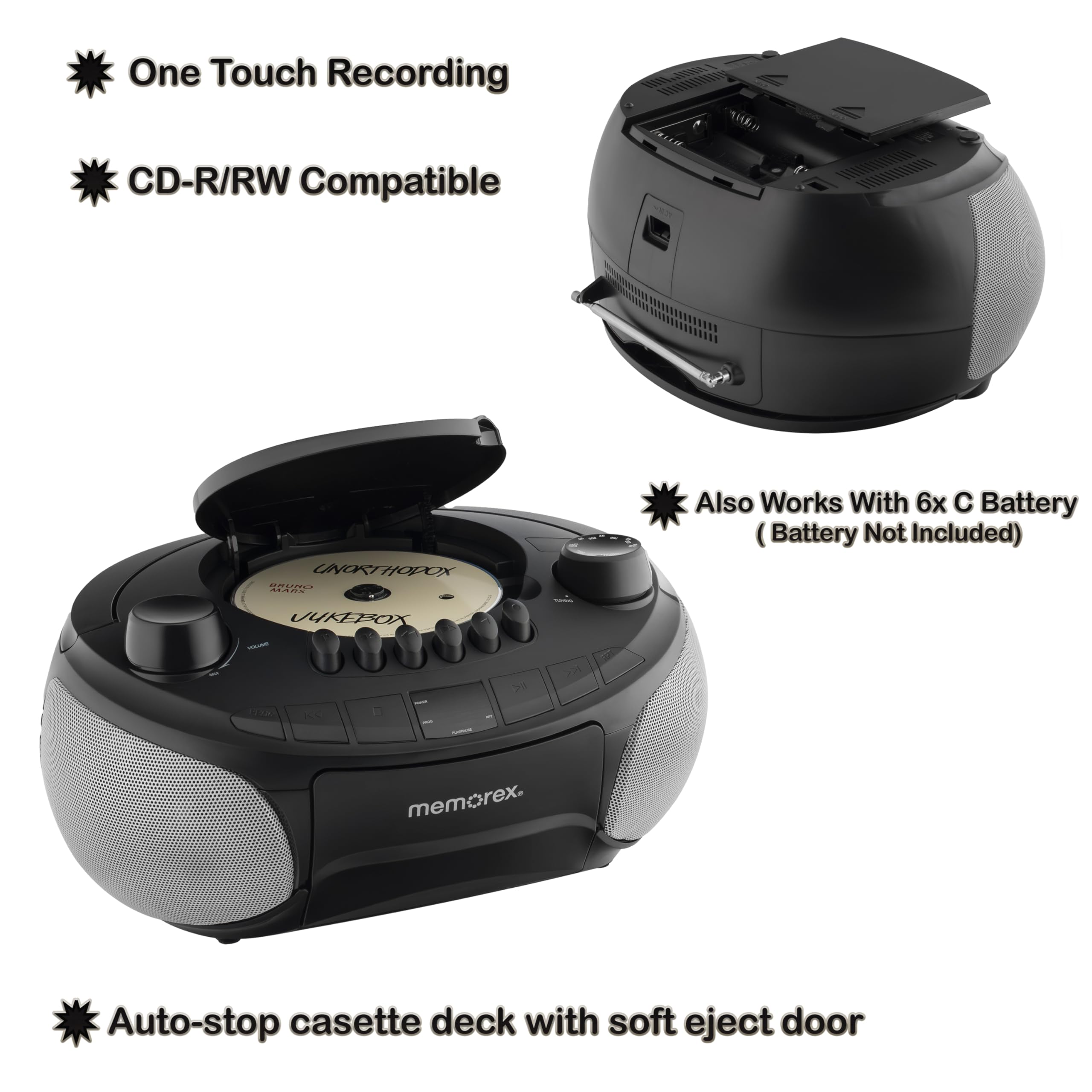 Memorex AM/FM Top Loading CD Player | Portable Stereo With Programmable ...