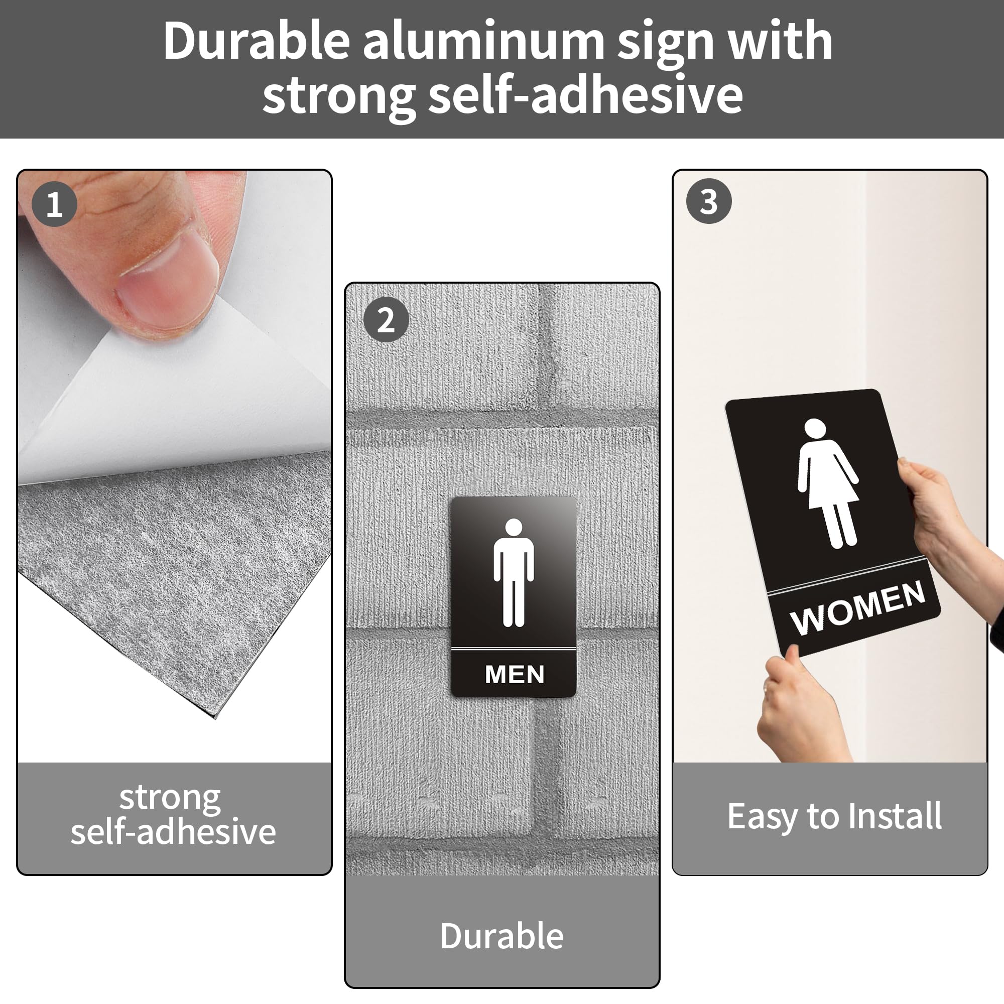 Restroom Sign - (2 Pack ) Metal Restroom Signs For Business With Strong ...