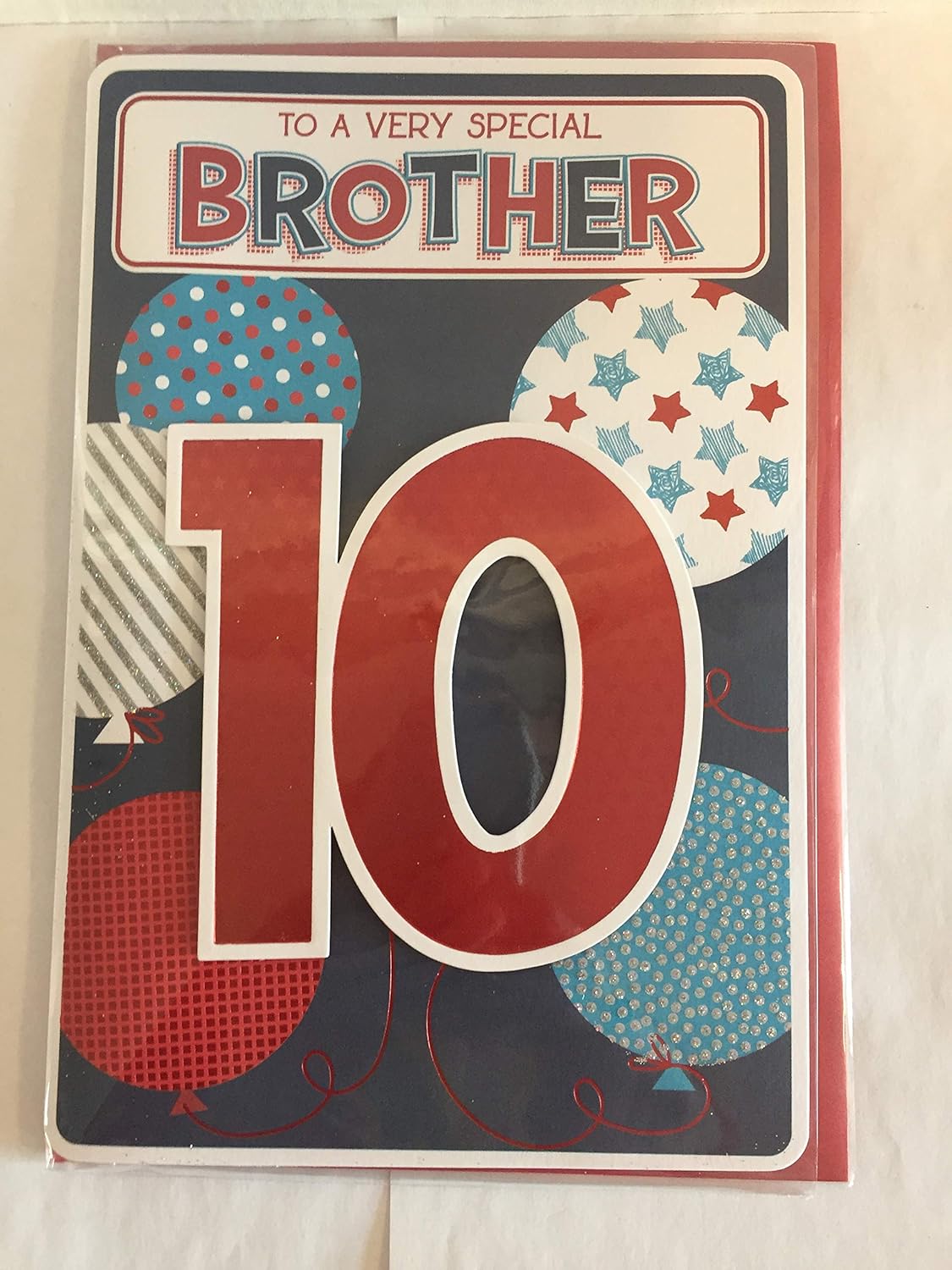 To A Very Special Brother 10 Birthday Card Age 10 10th Ten Blue Red to-a-very-special-brother-10-birthday-card-age-10-10th-ten-blue-red