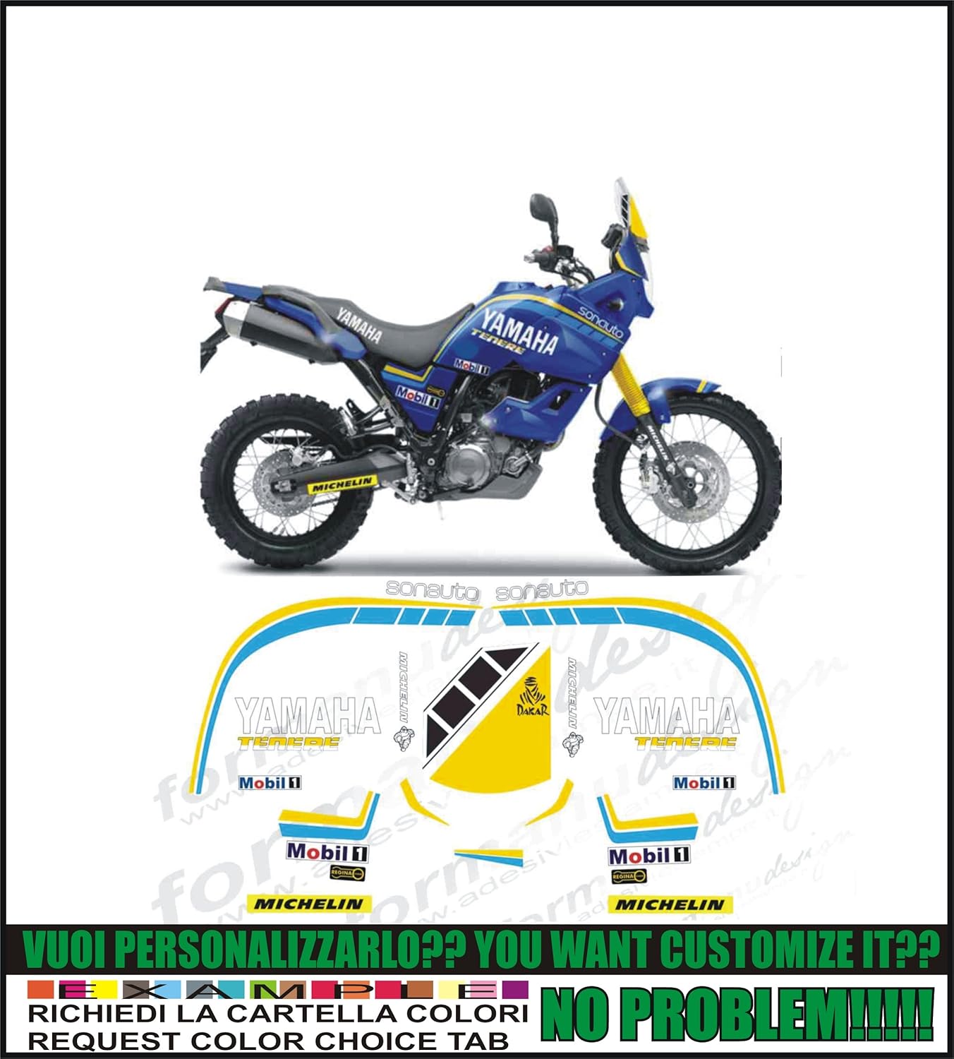 Accessori Kit adesivi decal stikers YAMAHA XT 660 Z TENERE 2008 REPLICA ...