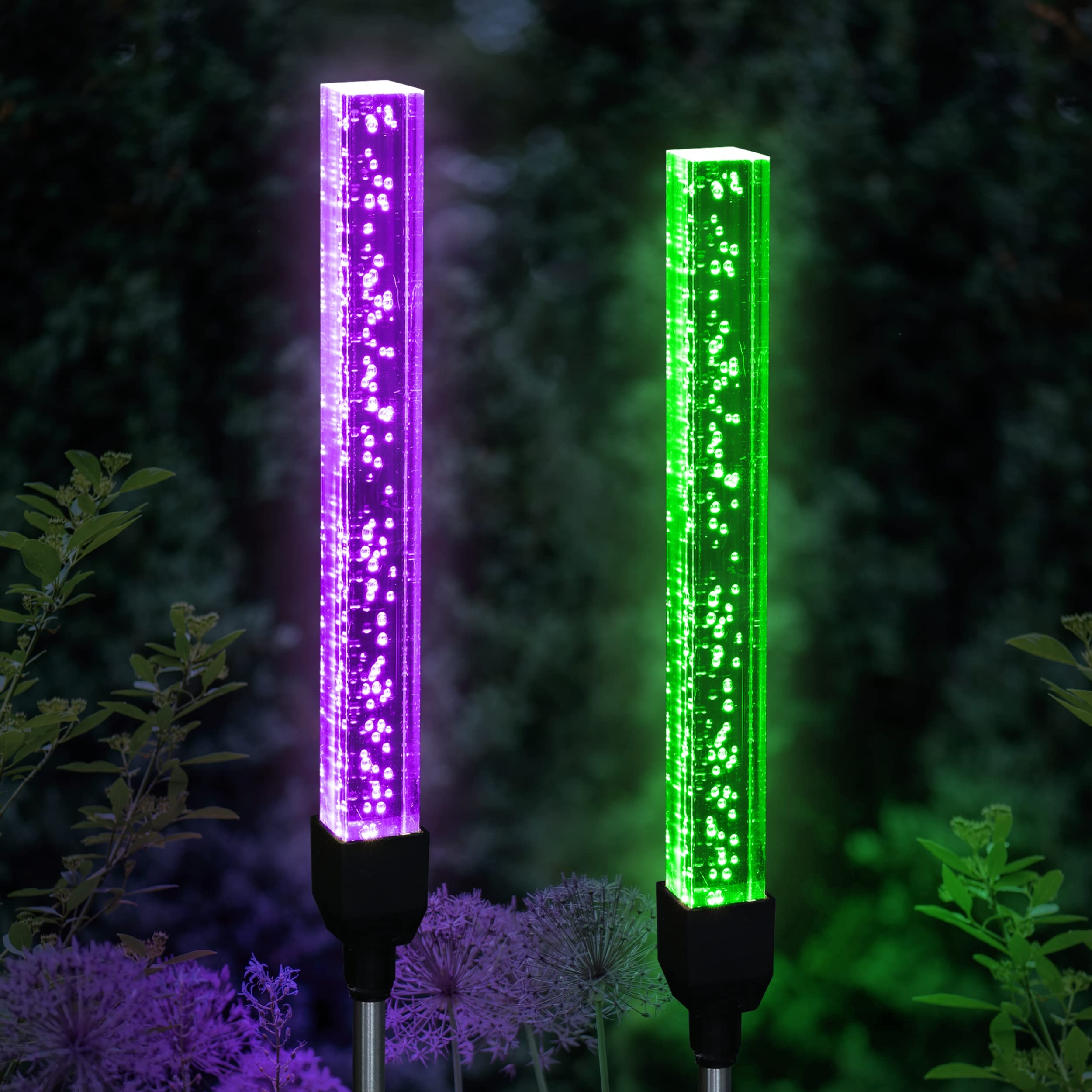 Exhart Garden Solar Lights, Set of 2 Decorative Bubble Garden Stakes ...
