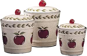 Amazon.com: Young's 3-Piece Country Apple Canister Set, 10-Inch: Home ...