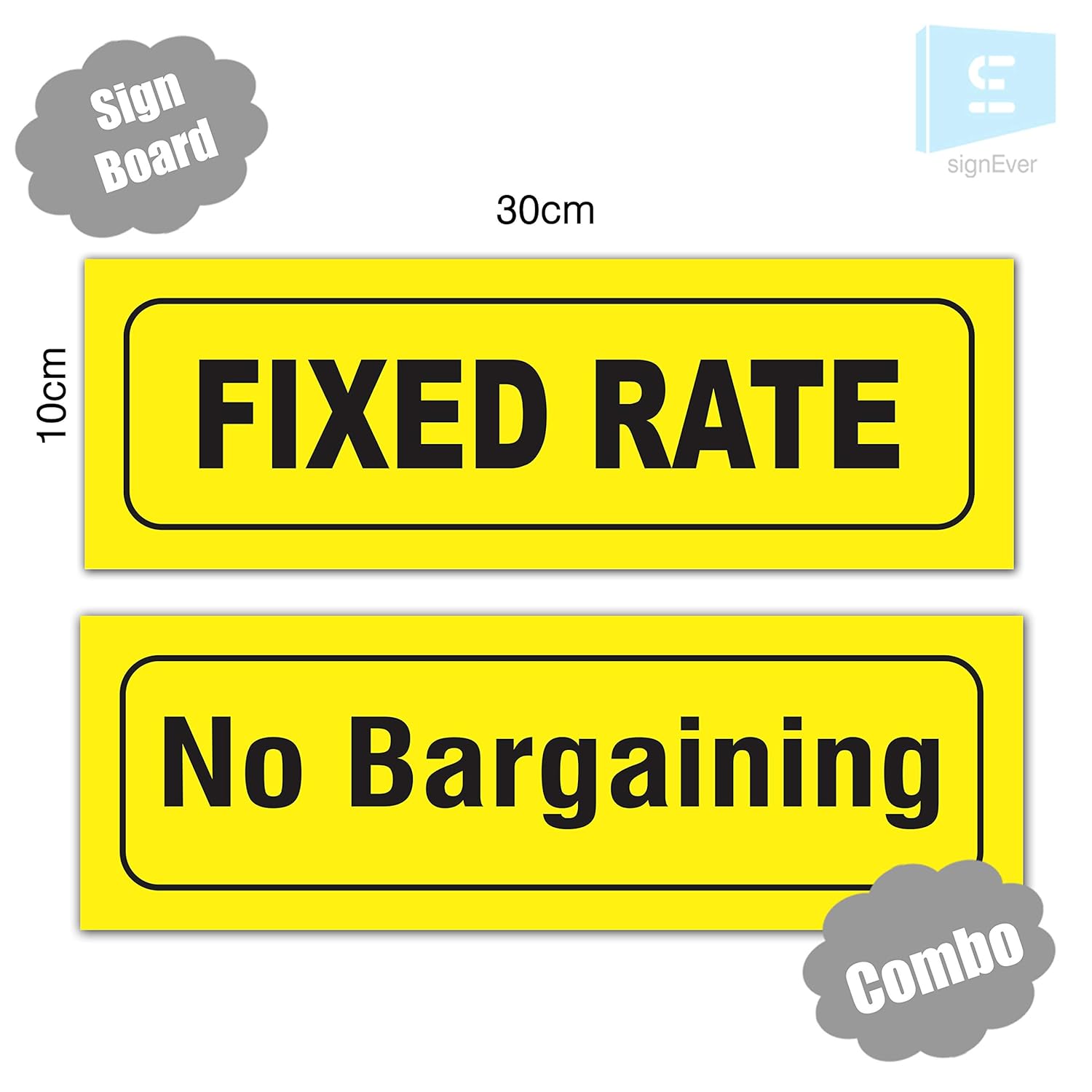 SIGN EVER™ Fixed Rate No Bargaining Combo 3mm Sign Board Yellow Office ...