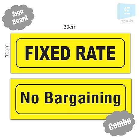 SIGN EVER™ Fixed Rate No Bargaining Combo 3mm Sign Board Yellow Office ...
