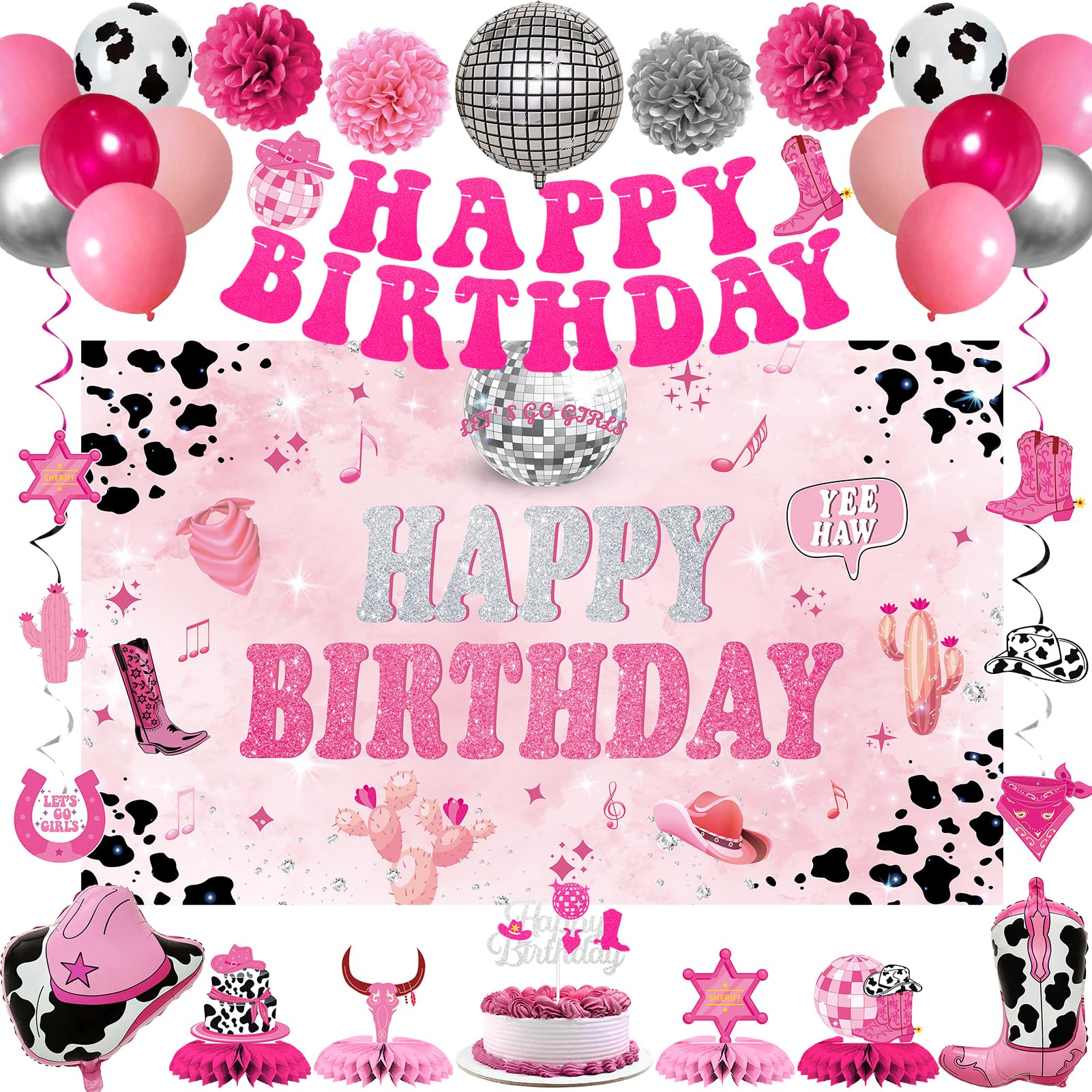 Crenics Disco Cowgirl Birthday Party Decorations - Disco Cowgirl ...