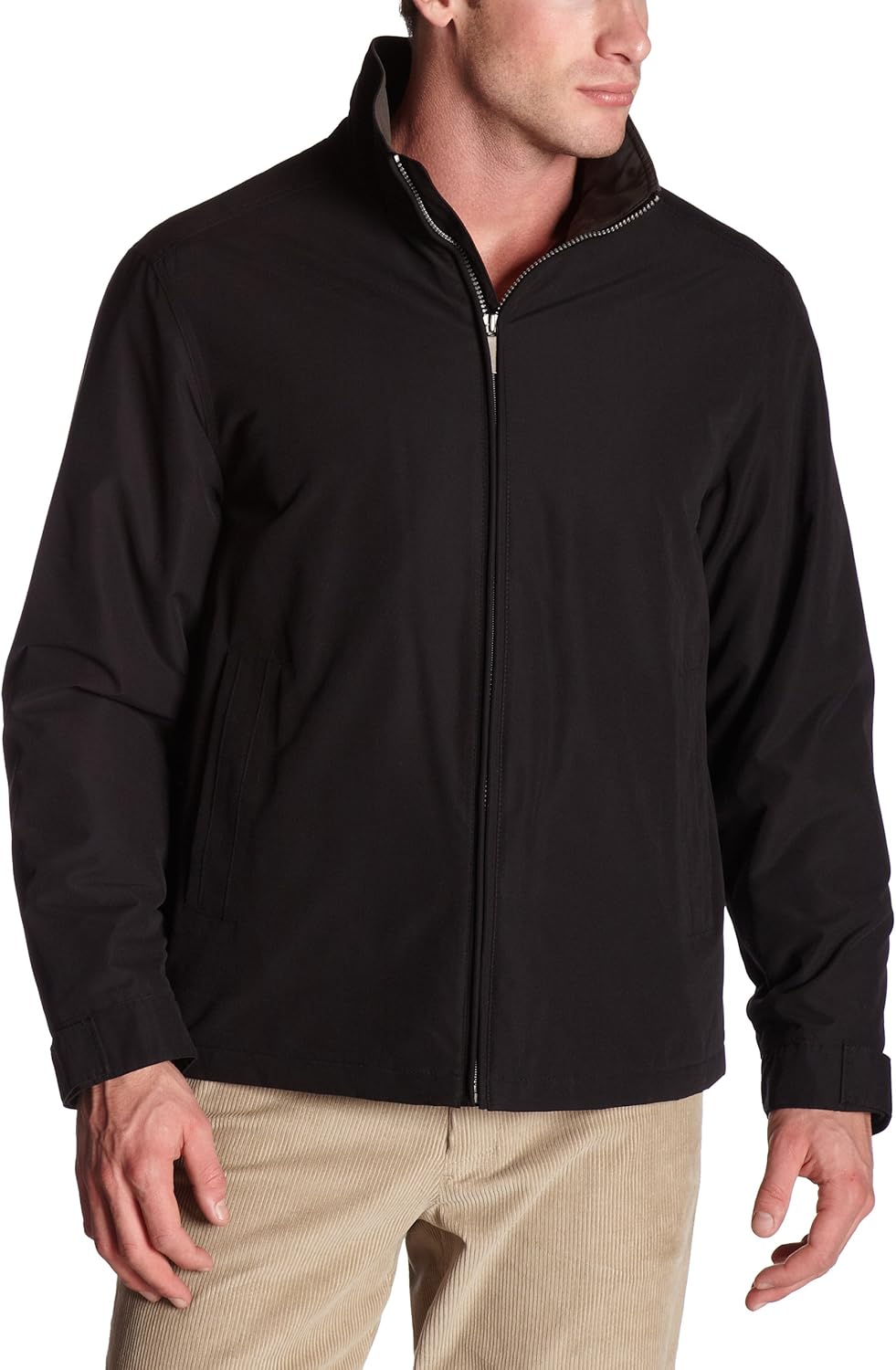 Perry Ellis Portfolio Men's Microfiber Open Bottom Jacket, Black, Small ...