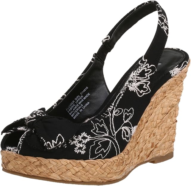 Amazon.com | MIA Women's Flower Girl Wedge Sandal, Black, 7.5 M US ...