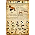 Amazon.com : NEGLAI Vintage Metal Tin Sign Fox Knowledge Wall Art Decor for Bar Club, Home ...