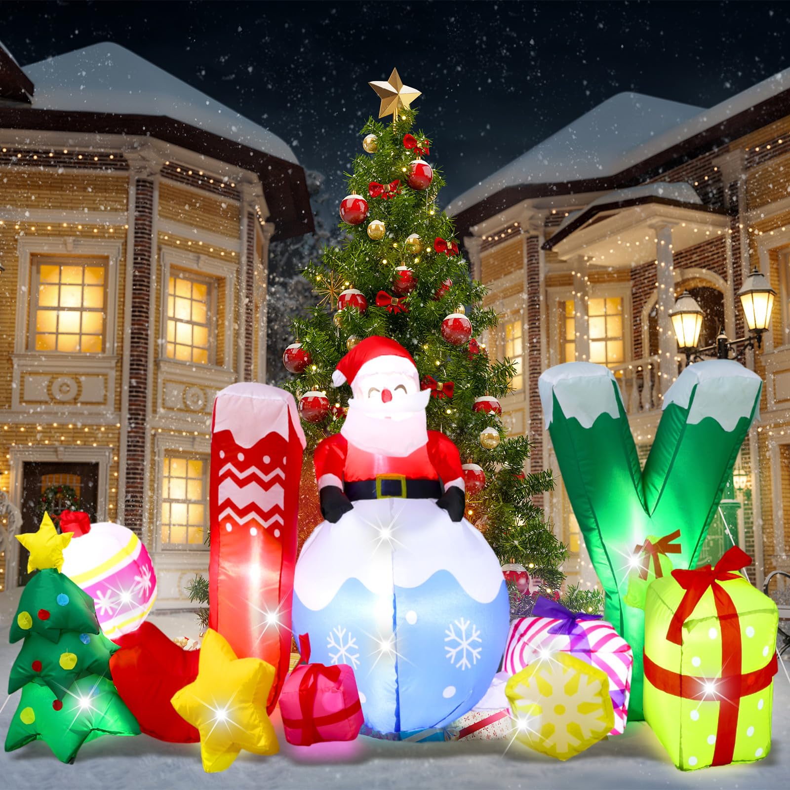 Liliful 7 Pcs LED Christmas Inflatables Outdoor Decorations 6.6 Ft ...