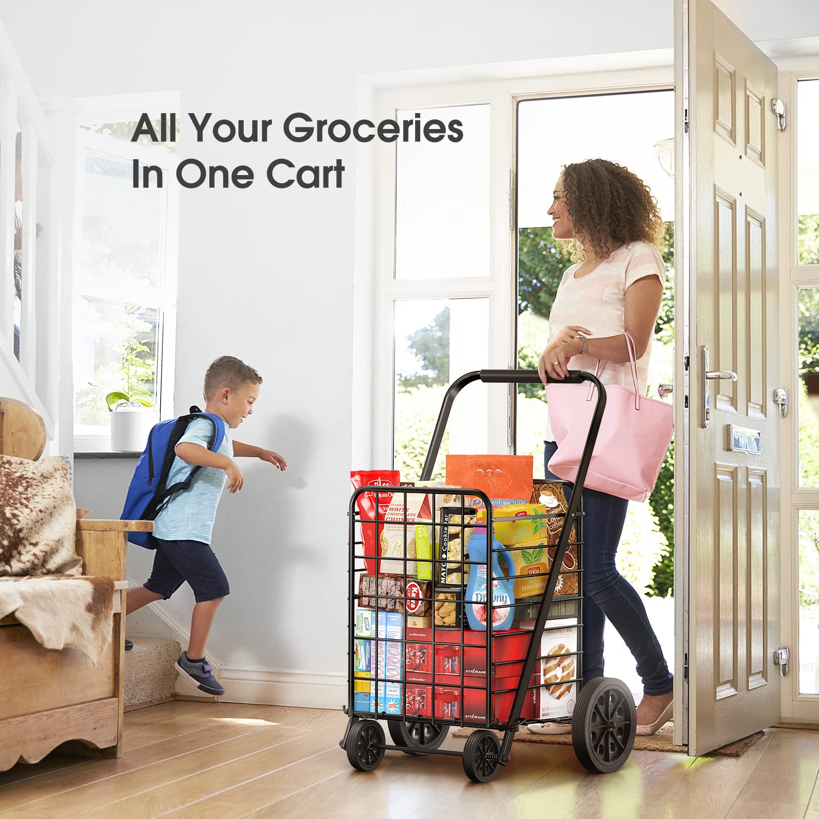 Amada Shopping Cart For Groceries With 176LBS/91L Large Capacity, Heavy ...