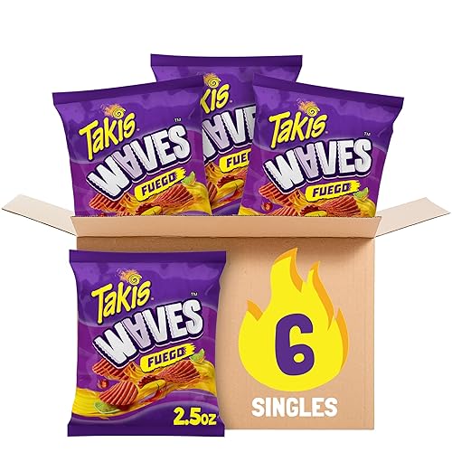 Takis Fuego Waves 6 pc / 2.5 oz Snack Size Multipack, Hot Chili Pepper ...