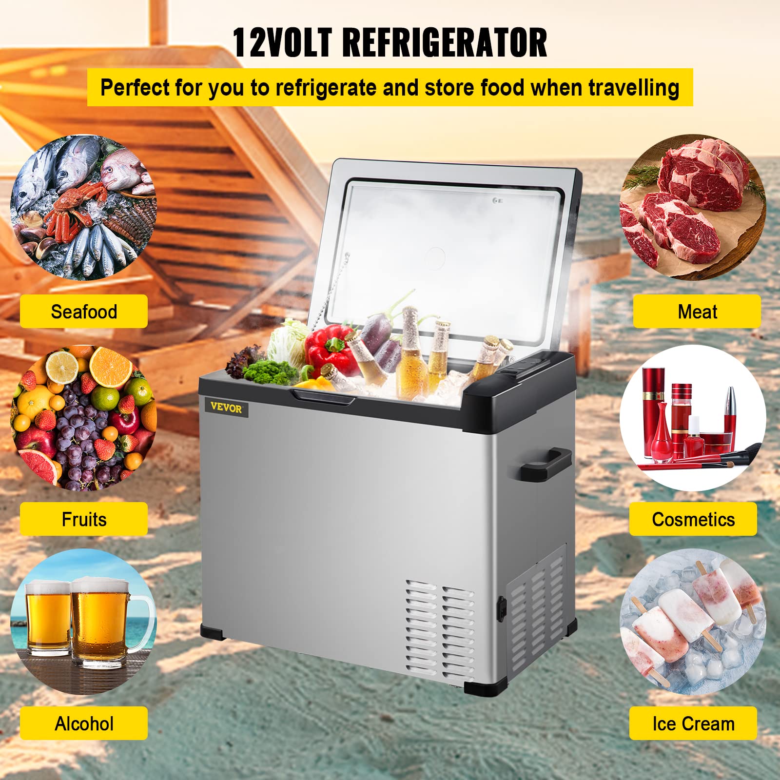 Mua VEVOR 12 Volt Refrigerator, Portable Refrigerator (-4℉~68℉) With ...