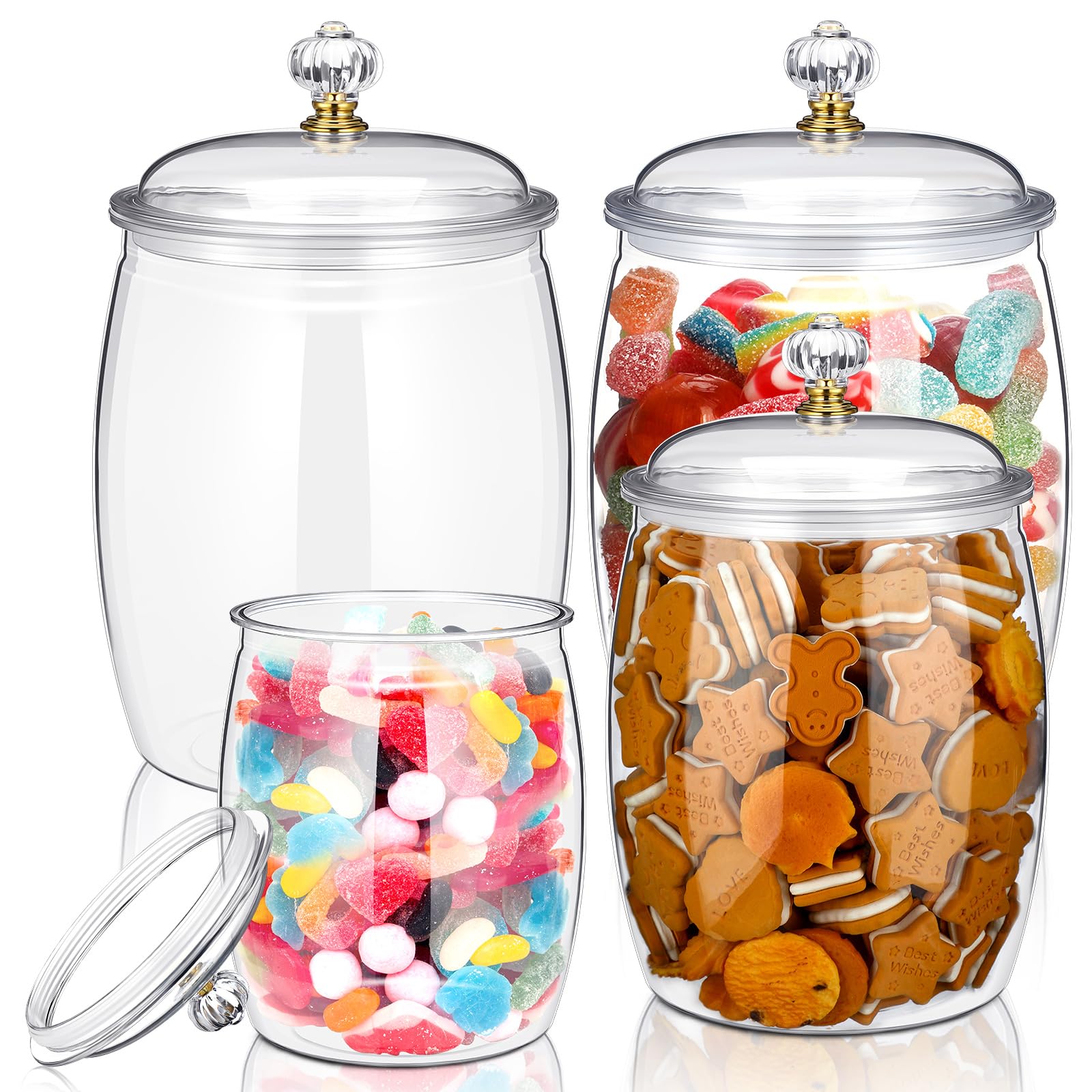 Nuogo Candy and Cookie Jar Plastic Jars with Lids Decorative Apothecary ...