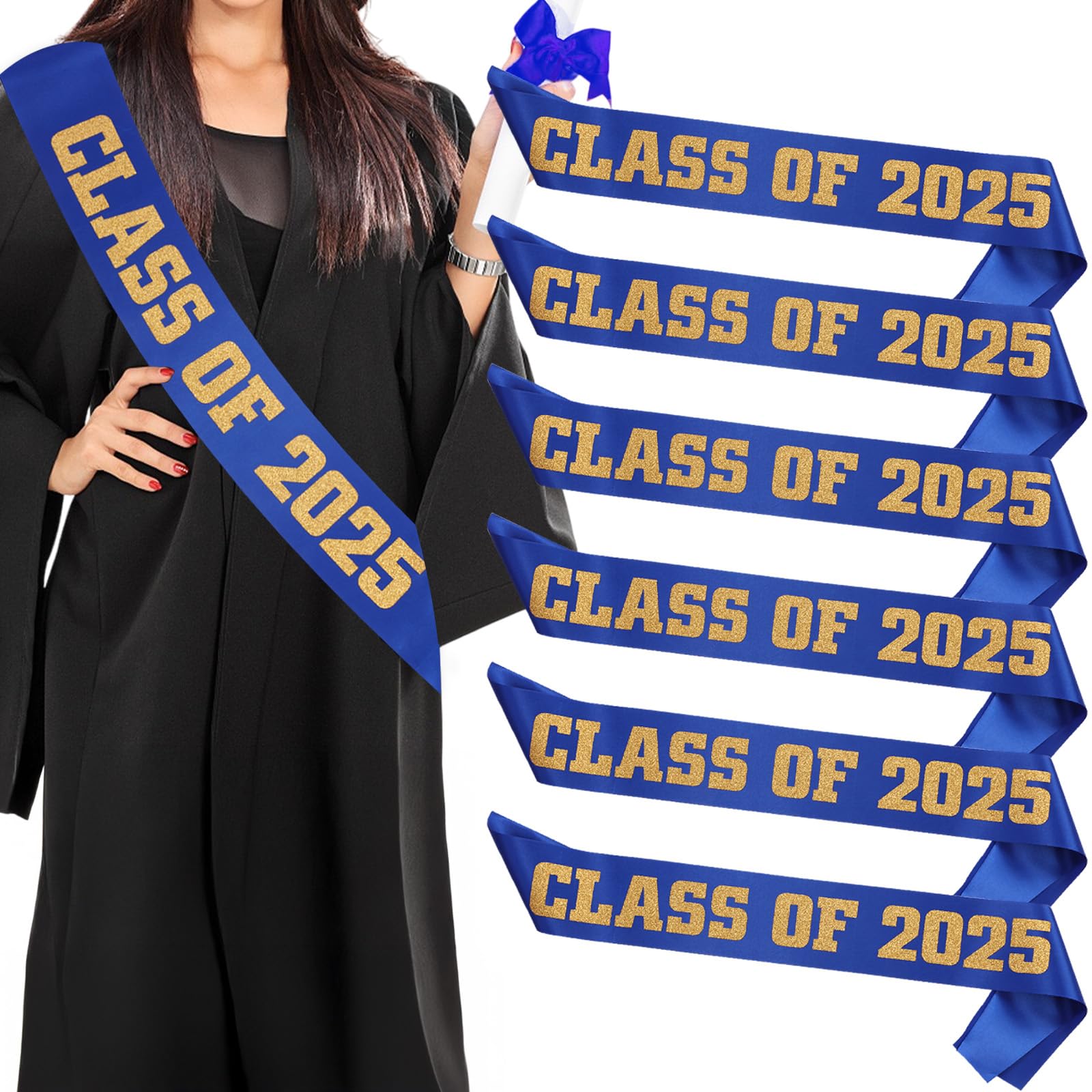 Serencatcher Navy Blue and Gold Graduation Decorations 2025, 6pcs Navy ...