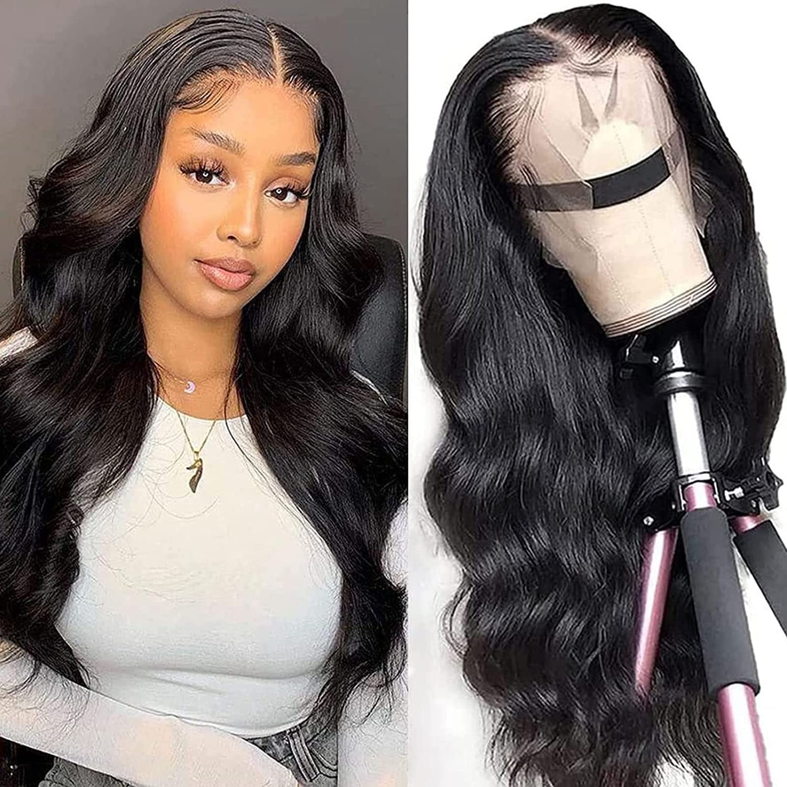 VTAOZI Body Wave Lace Front Wigs Human Hair Pre Plucked 13x4 Lace ...