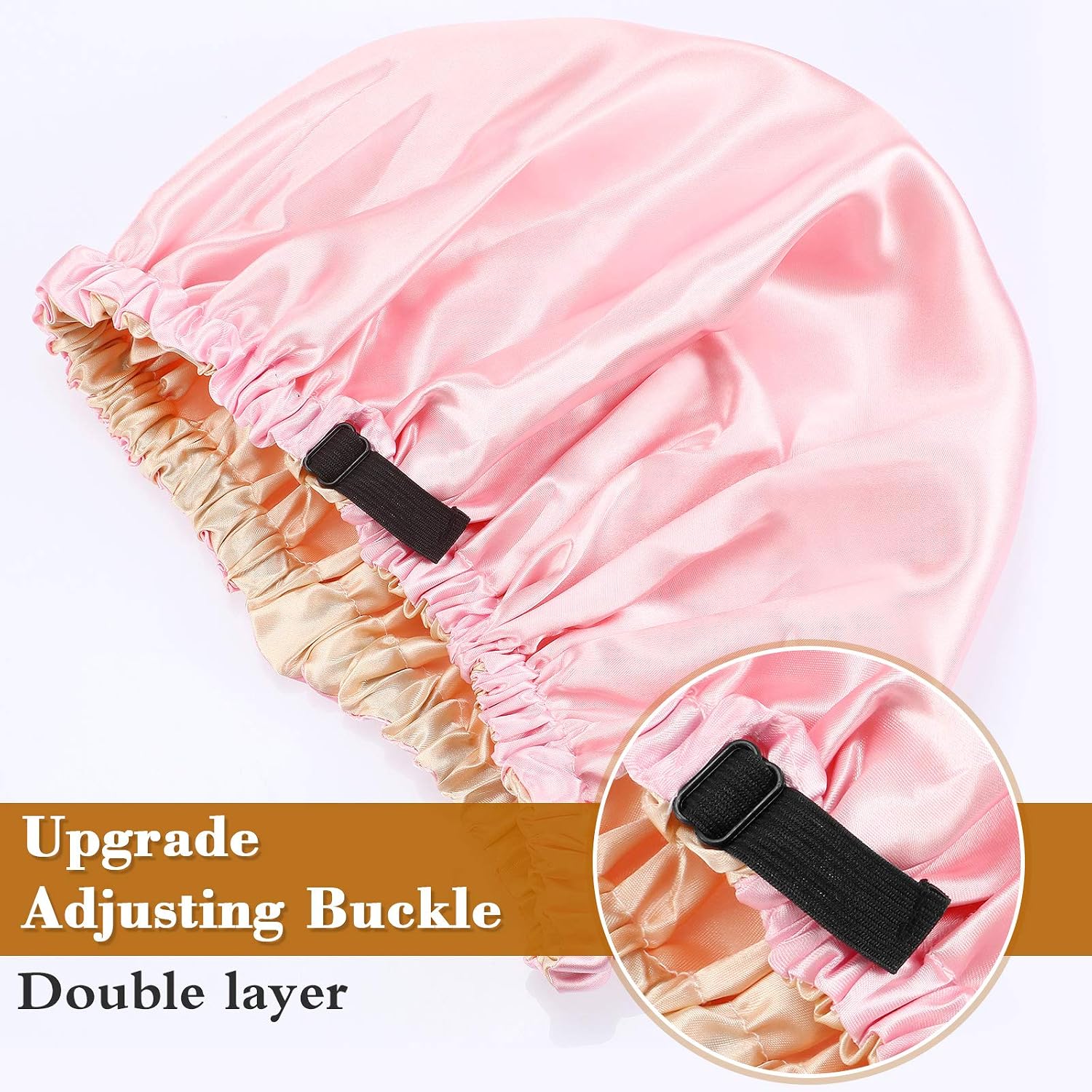 4 Pieces Satin Bonnet Reversible Sleep Bonnet Cap Adjustable Double ...