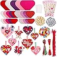 Amazon.com: 400 Pieces DIY Valentines Heart Craft Set DIY Felt Heart ...