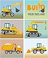 Amazon.com: Construction Trucks Kids Room Wall Decor - Set of 6 (8 ...