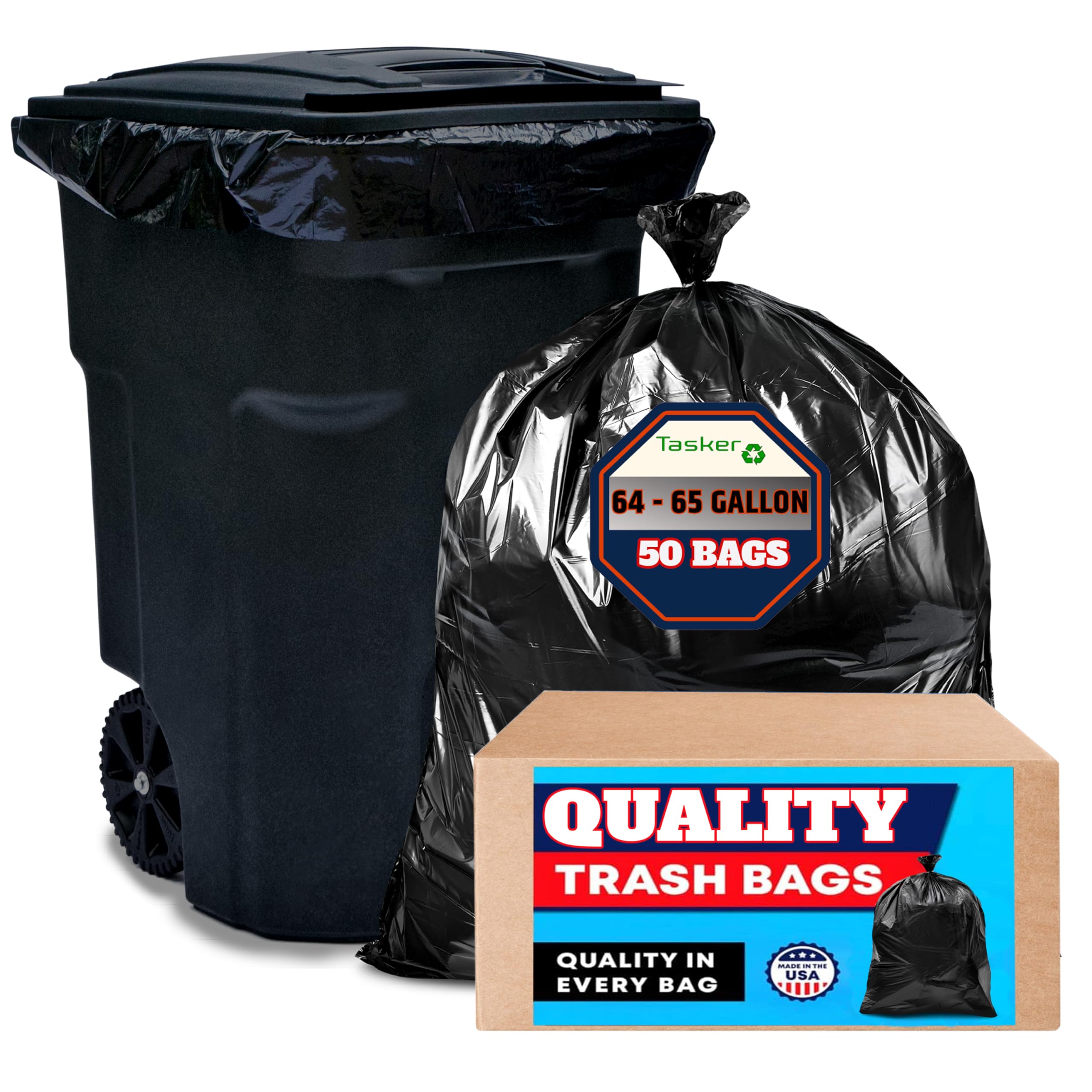 Mua 64-65 Gallon Trash Bags for Toter, (Huge 50/Bags w/Ties) 60 Gallon ...