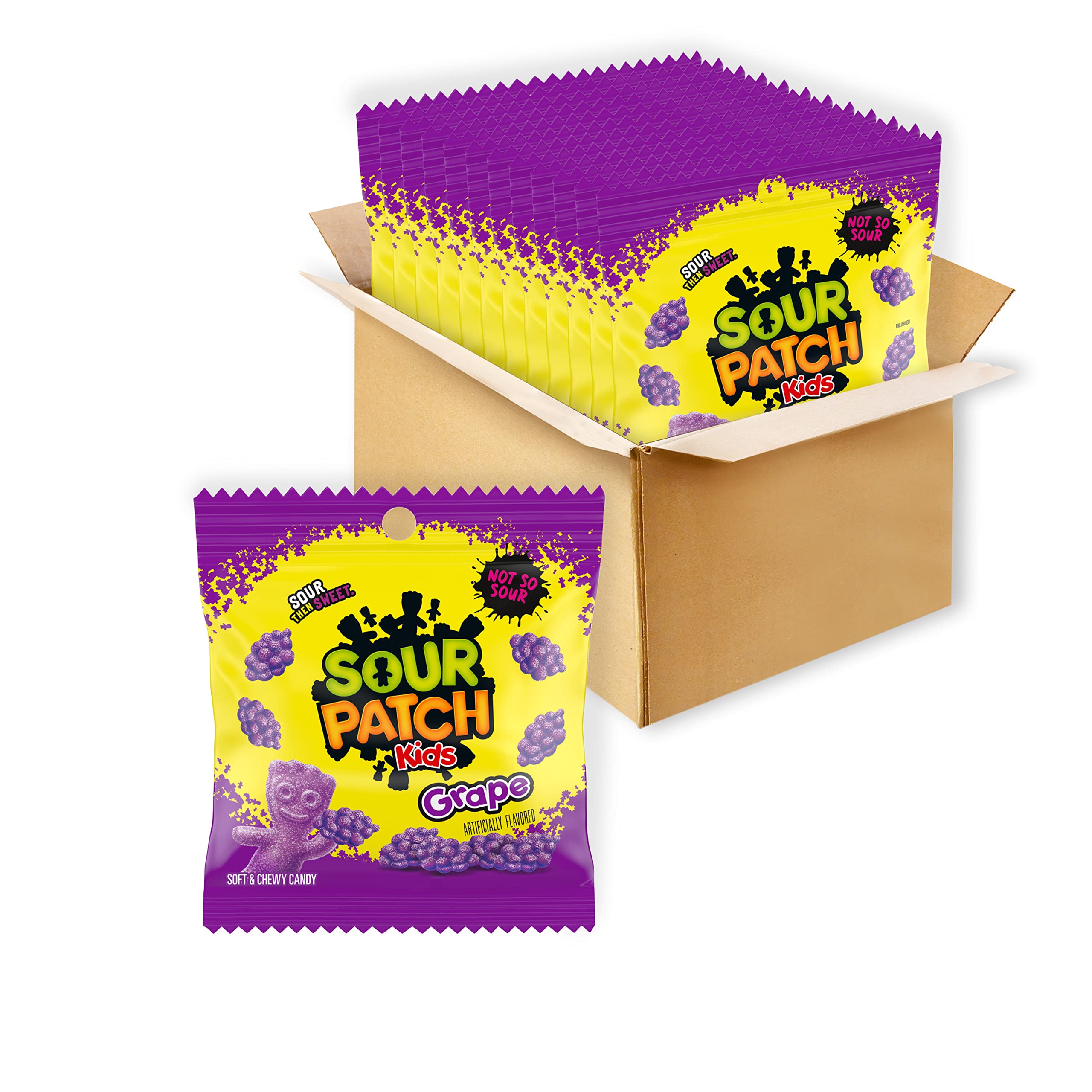 SOUR PATCH KIDS Grape Soft & Chewy Candy, Bulk Candy, 12 - 3.58 oz Bags ...
