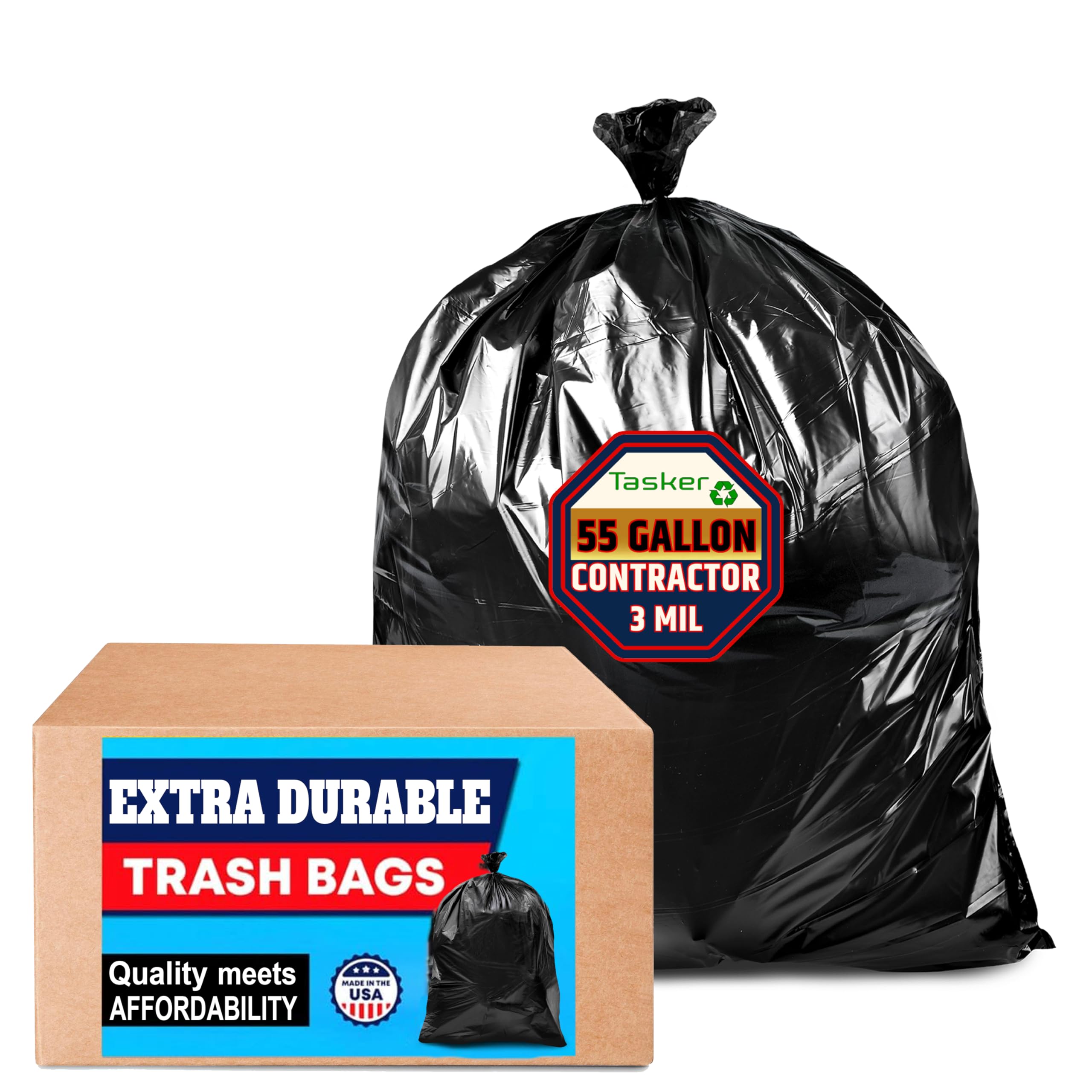 Mua 55-60 Gallon Trash Bags, 3 Mil Black Contractor Garbage Bags (Mega ...