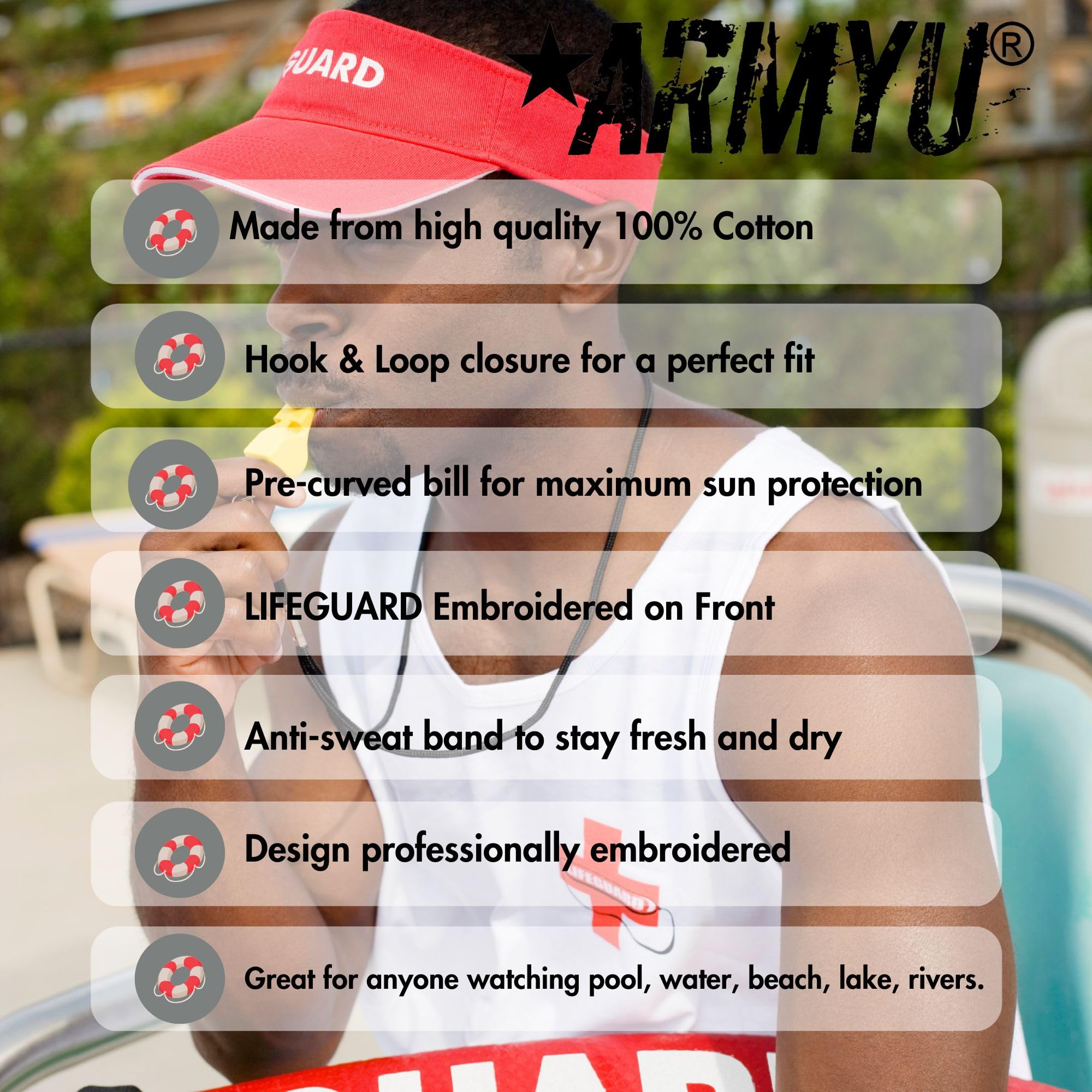 Mua Red Lifeguard Visor Hat | Professional Uniform Pool Sun Beach ...