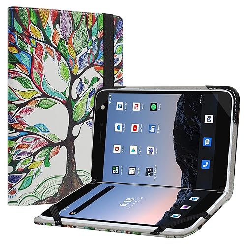 LiuShan Compatible with Microsoft Surface Duo case,PU Leather Slim Folding Stand Cover for ...